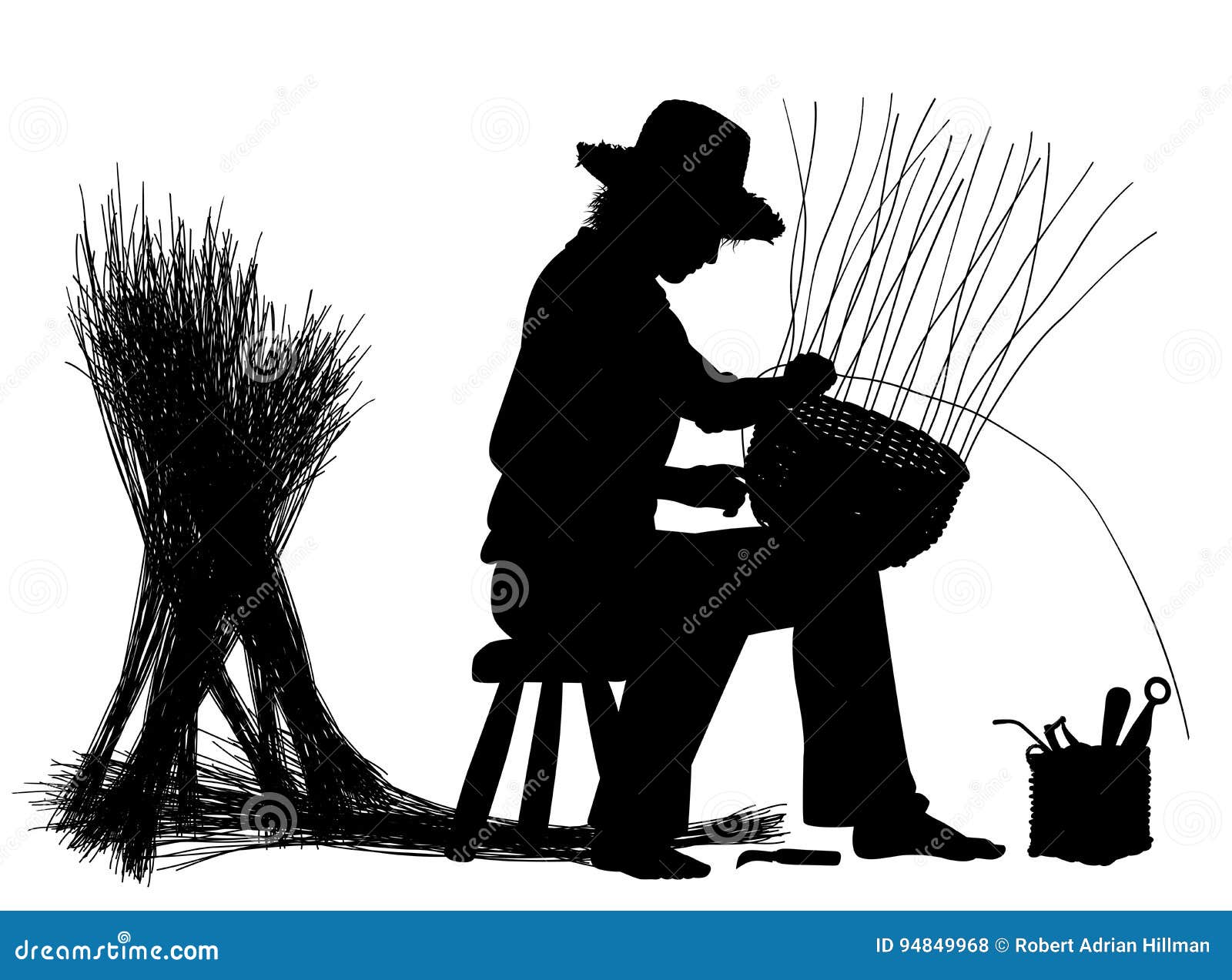 Basketry craftsman stock vector. Illustration of black - 94849968