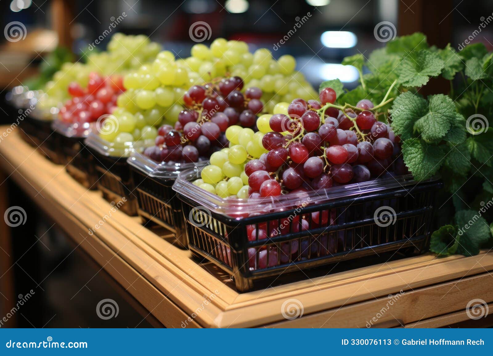 Baskets with Different Types of Grapes in a Supermarket Stock ...