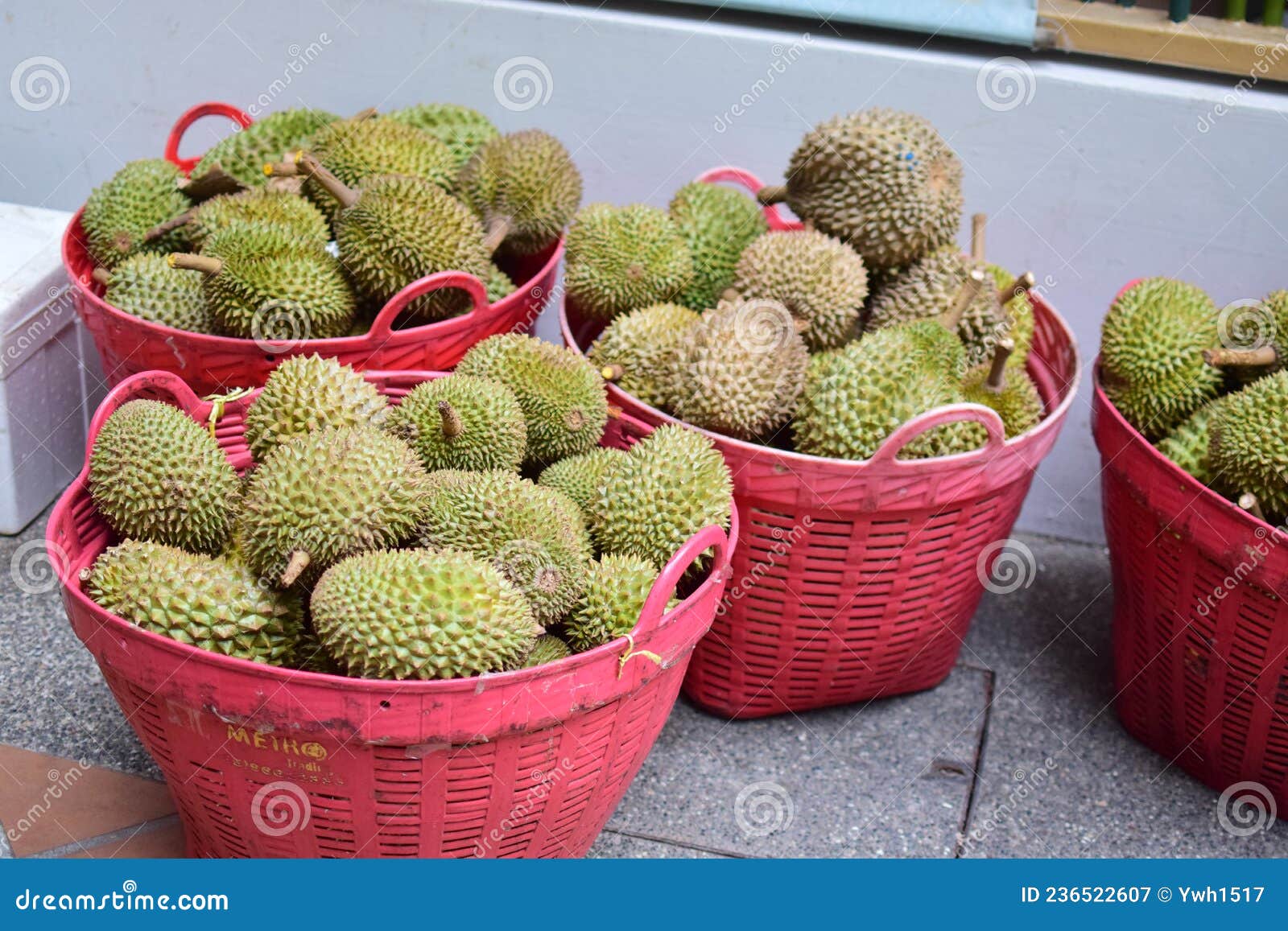 Baskets of Durians on the Ground Stock Image - Image of bush, outdoors ...
