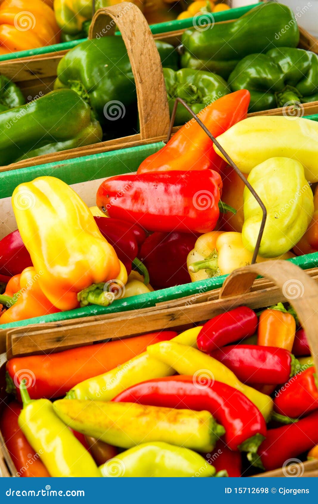 Baskets of peppers stock photo. Image of vegetarian, green - 15712698