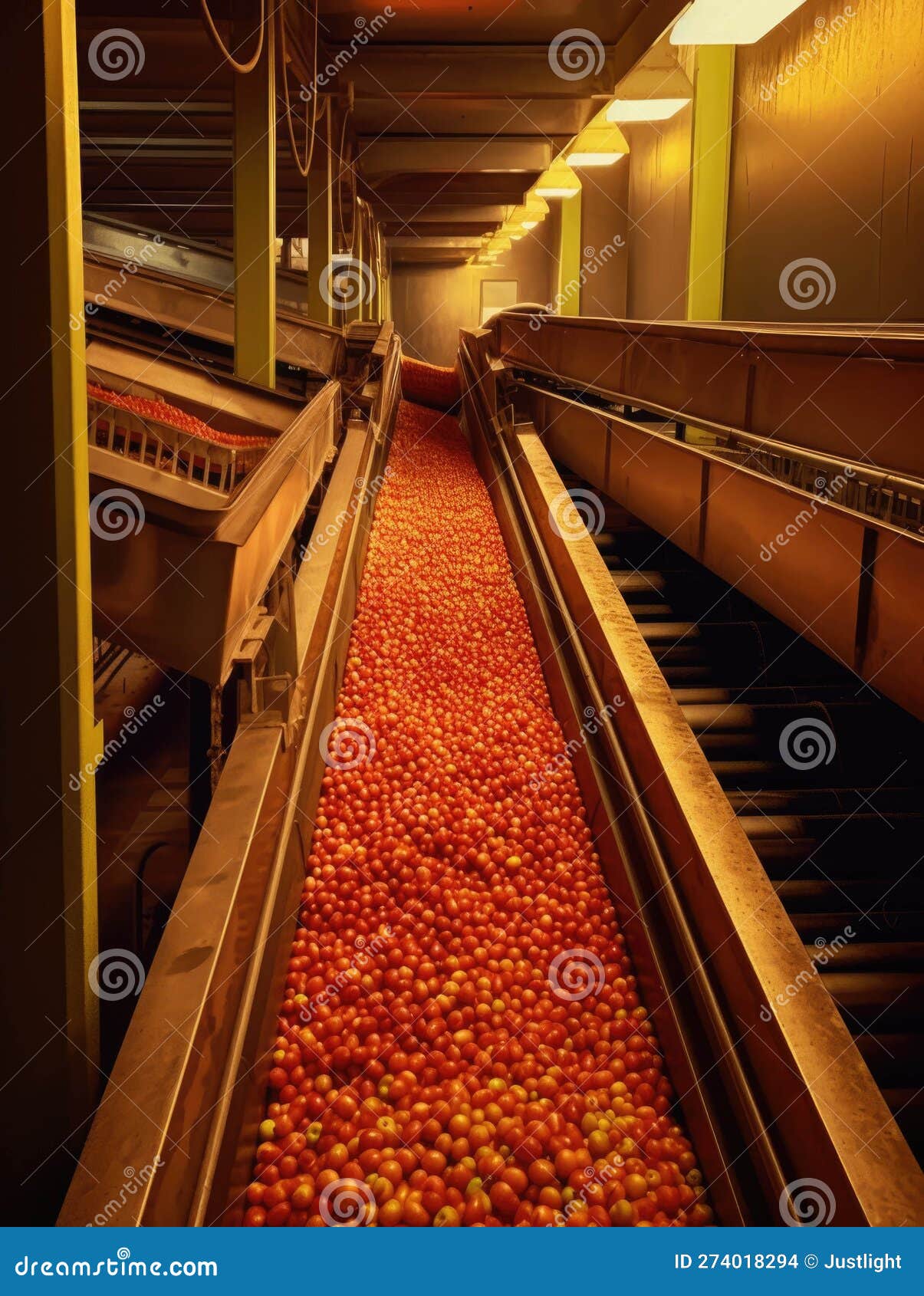 Baskets of Ripe Produce Being Transported Up and Down the Structure on ...