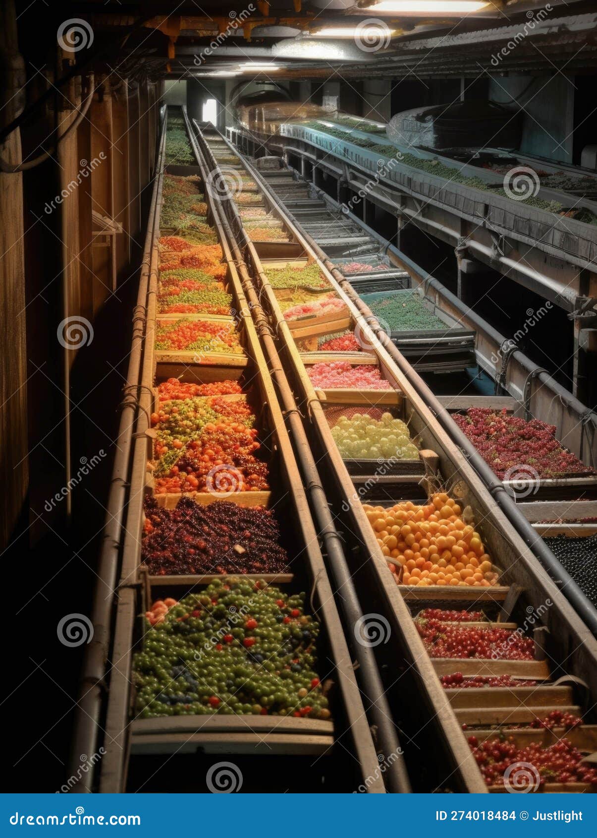 Baskets of Ripe Produce Being Transported Up and Down the Structure on ...