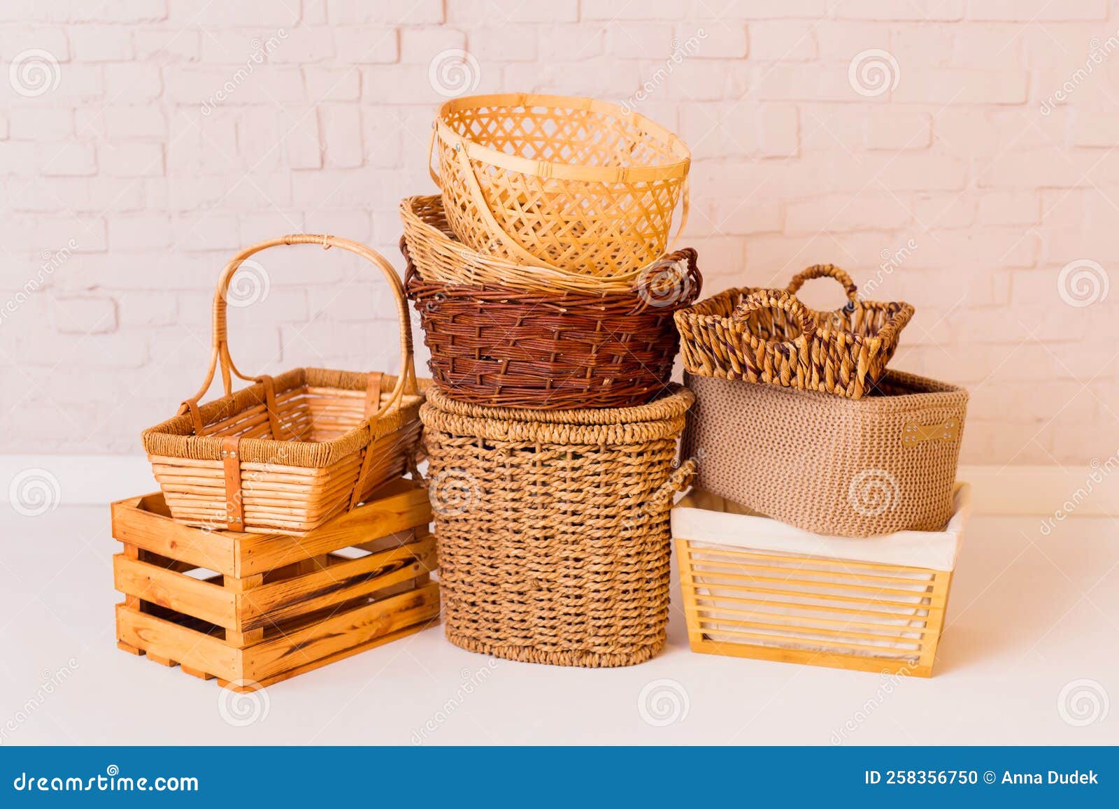 Baskets on a stack stock photo. Image of decoration - 258356750