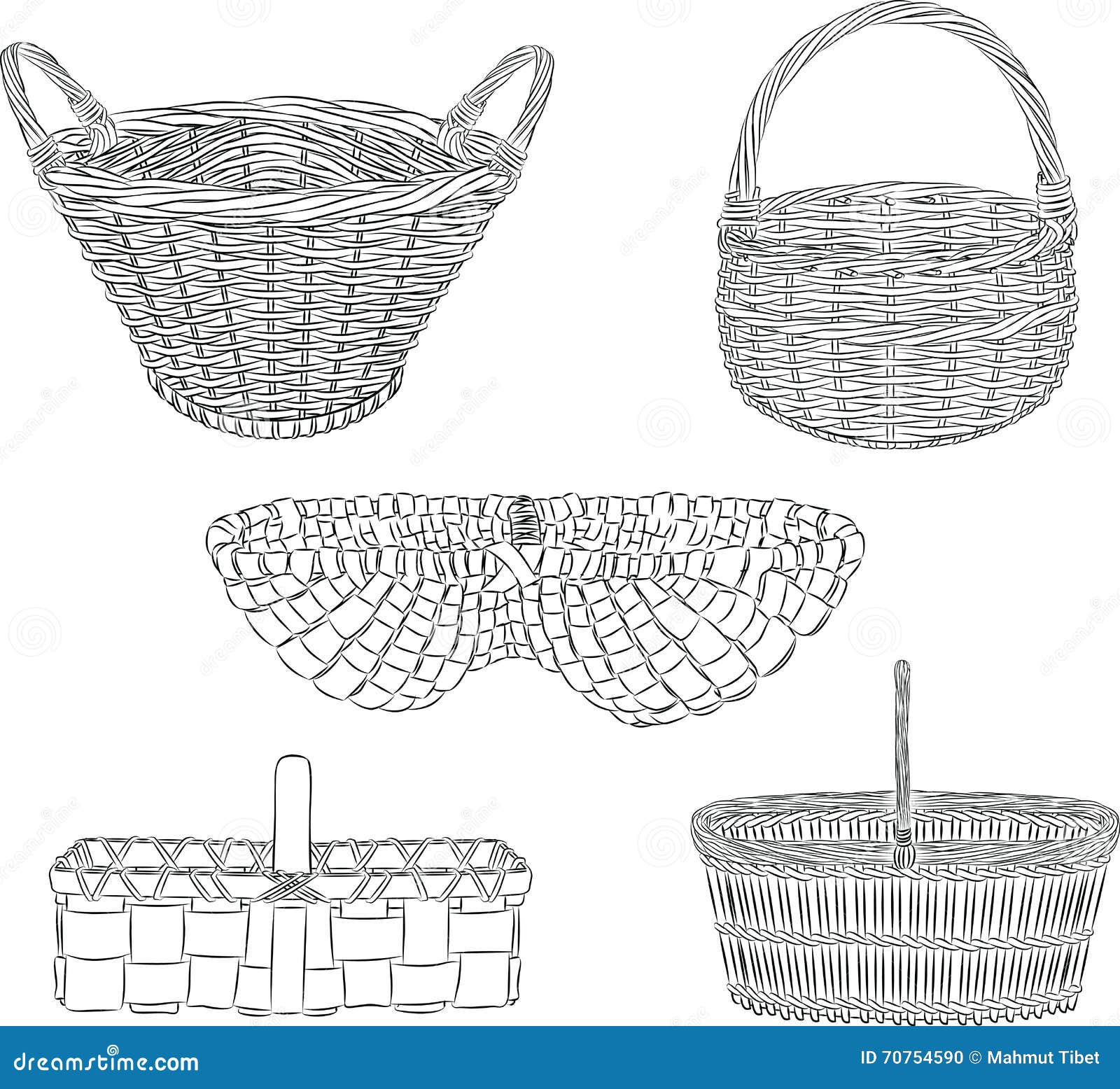 Baskets stock vector. Illustration of object, handmade - 70754590