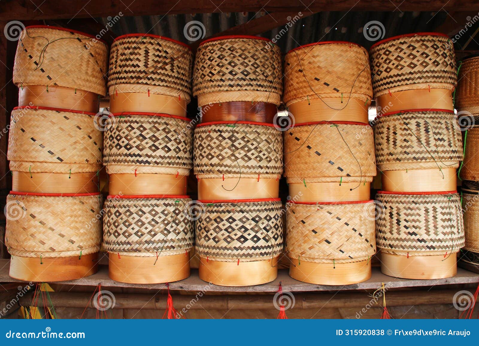 Basketware and Wicker Items Stall in a Village in Laos Stock Photo ...