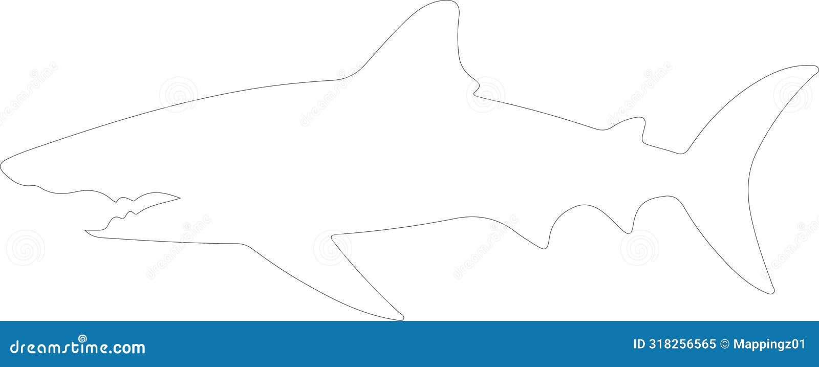Basking Shark Outline Silhouette Generative Ai Cartoon Vector ...