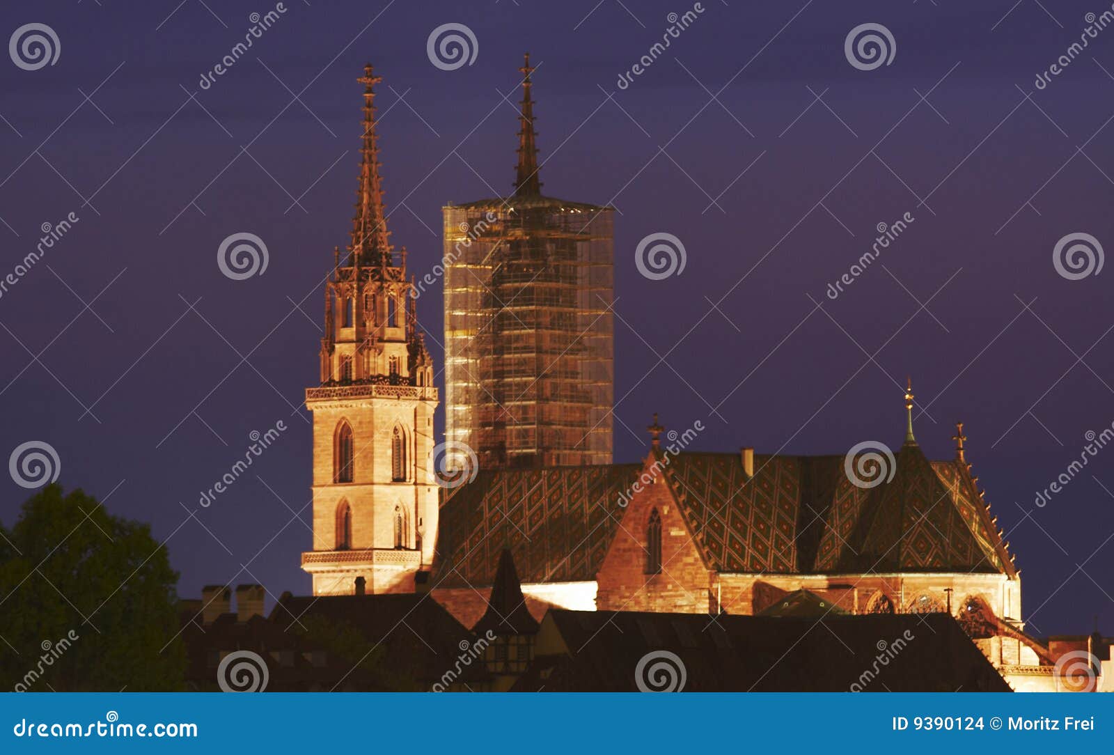 Basler Muenster stock photo. Image of evening, swiss, landmark - 9390124