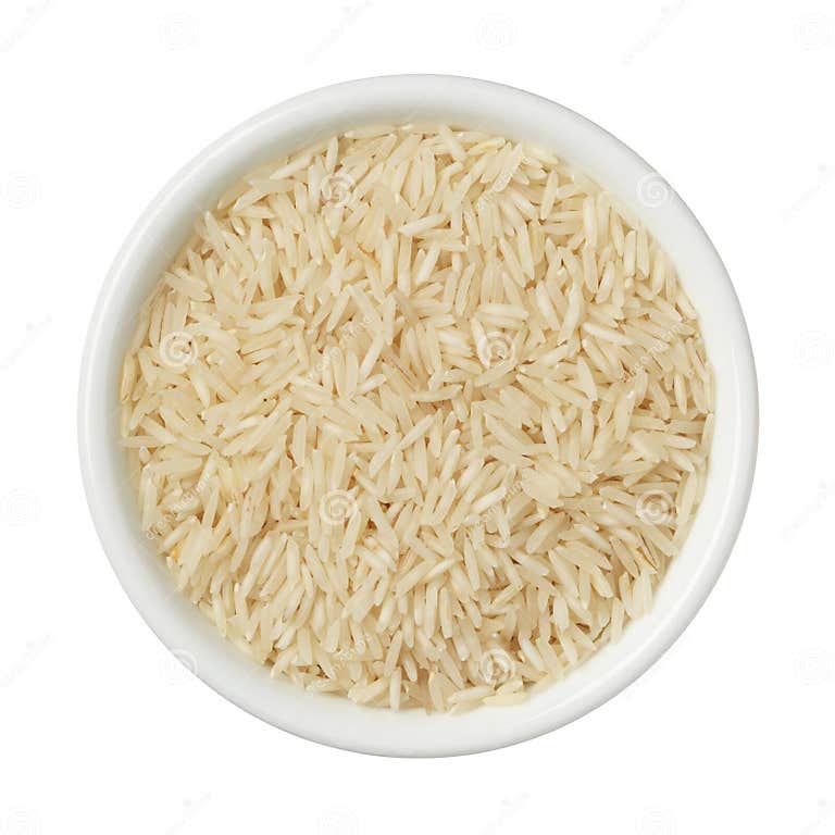 Basmati Rice in a Bowl Isolated on White Background Stock Image - Image ...
