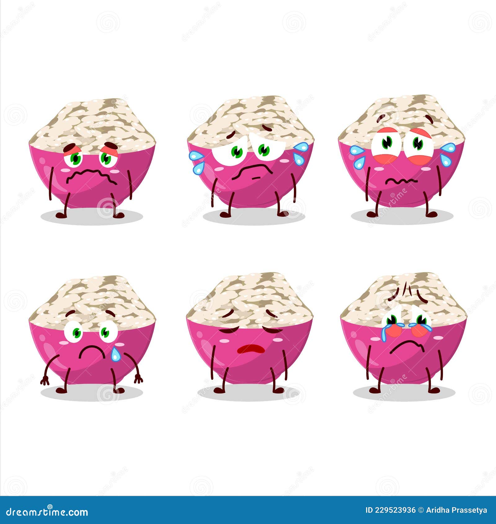 Basmati Rice Cartoon Character with Sad Expression Stock Vector ...