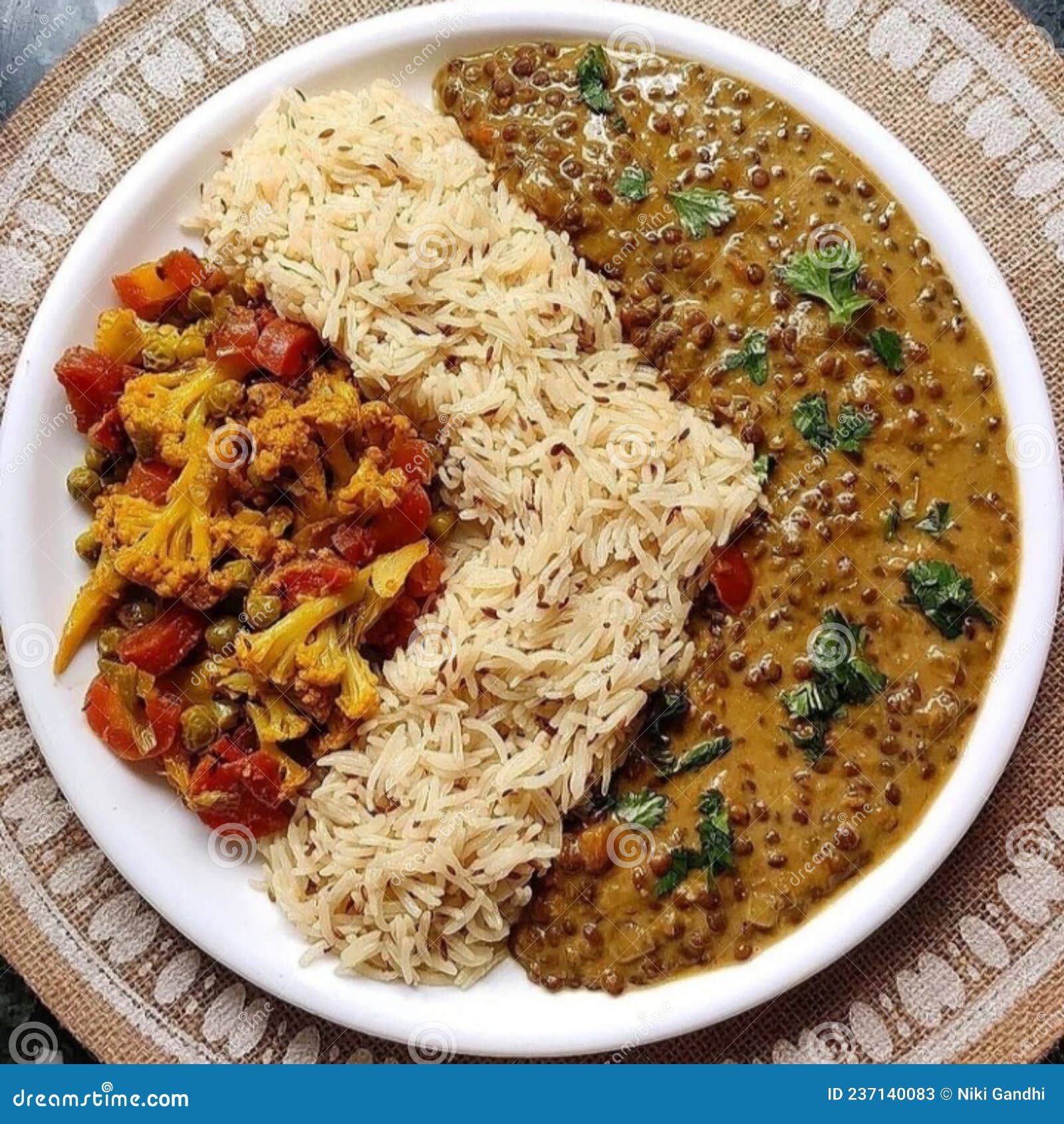 Basmati Rice with Dal and Cauliflower Stock Image - Image of ...