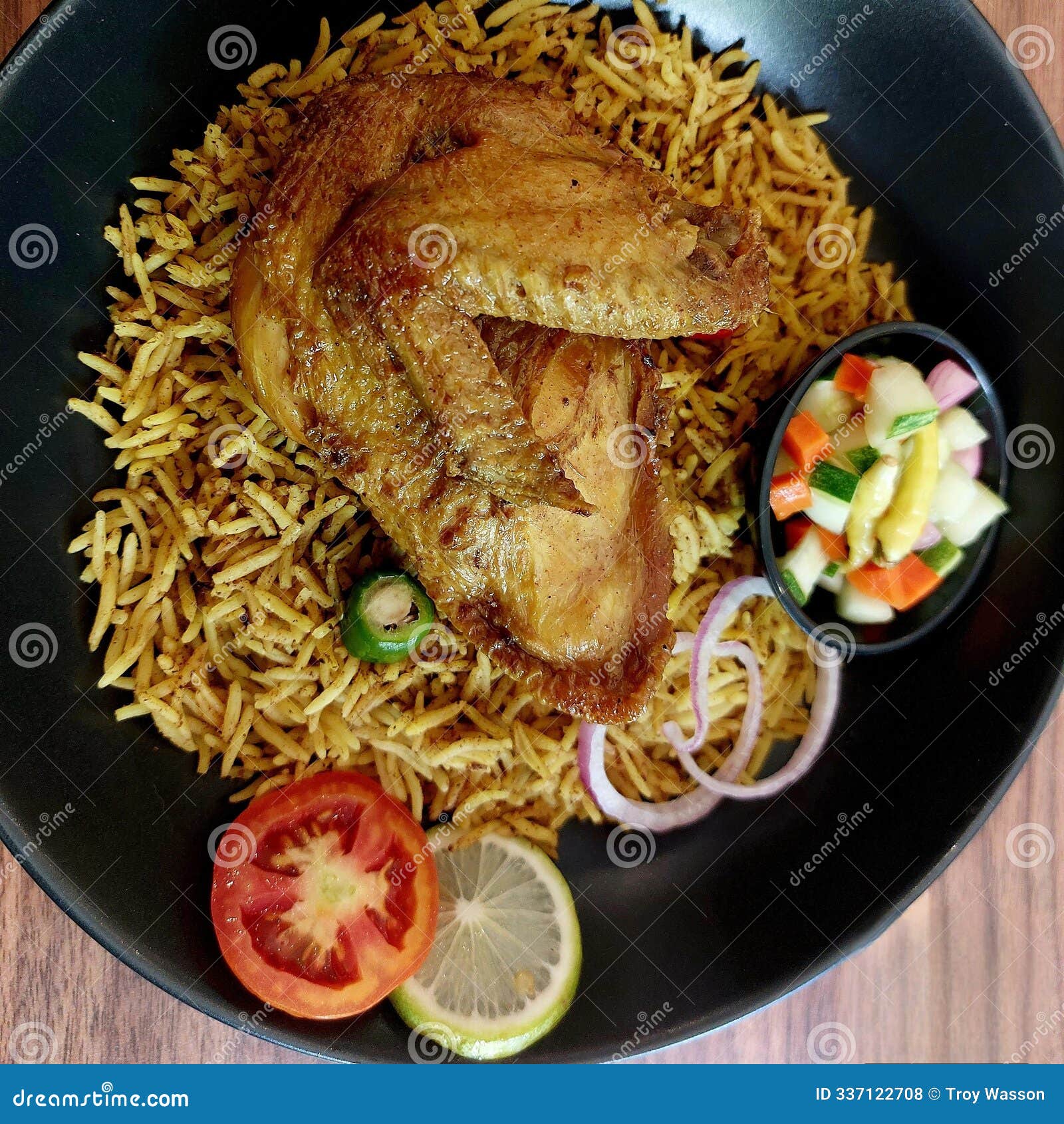 Basmati Rice and Fried Chicken Ready To Serve Stock Photo - Image of ...