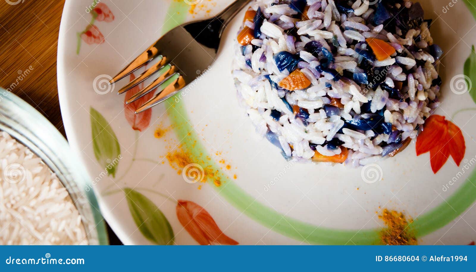 Basmati Rice with Purple Cabbage and Carrots Stock Photo - Image of ...