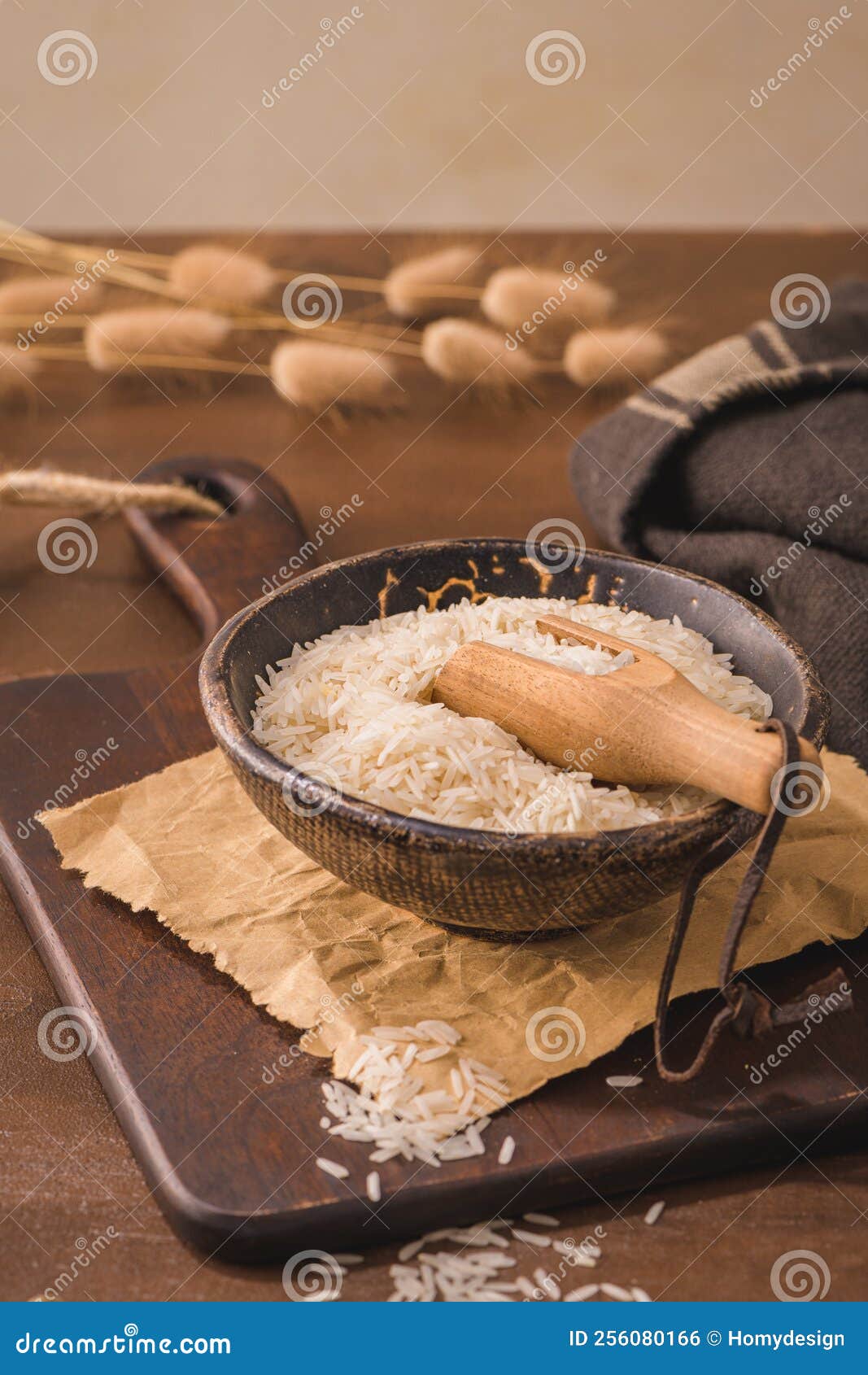 Basmati Rice on Rustic Countertop Stock Photo - Image of cuisine ...