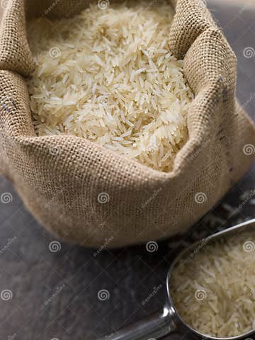 Basmati Rice in Sack stock photo. Image of angle, studio - 7229908