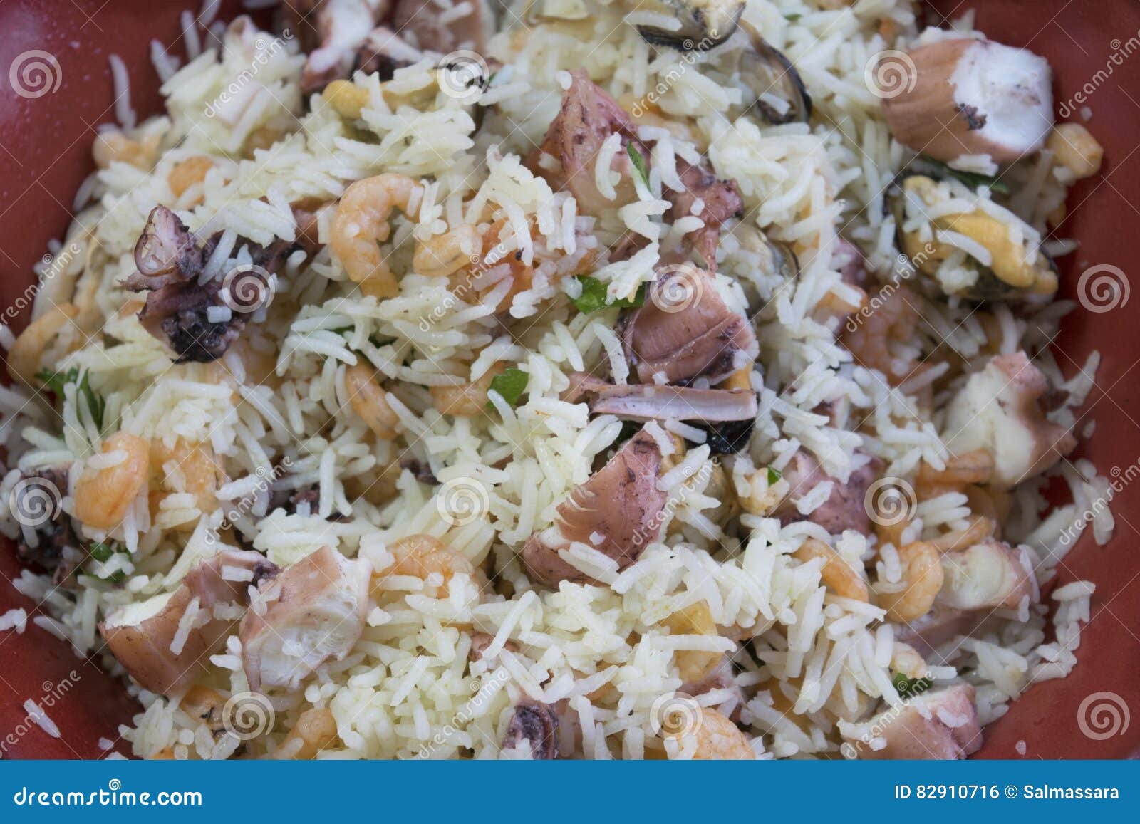 Basmati Rice with Sea Salad Stock Photo - Image of basmati, rice: 82910716