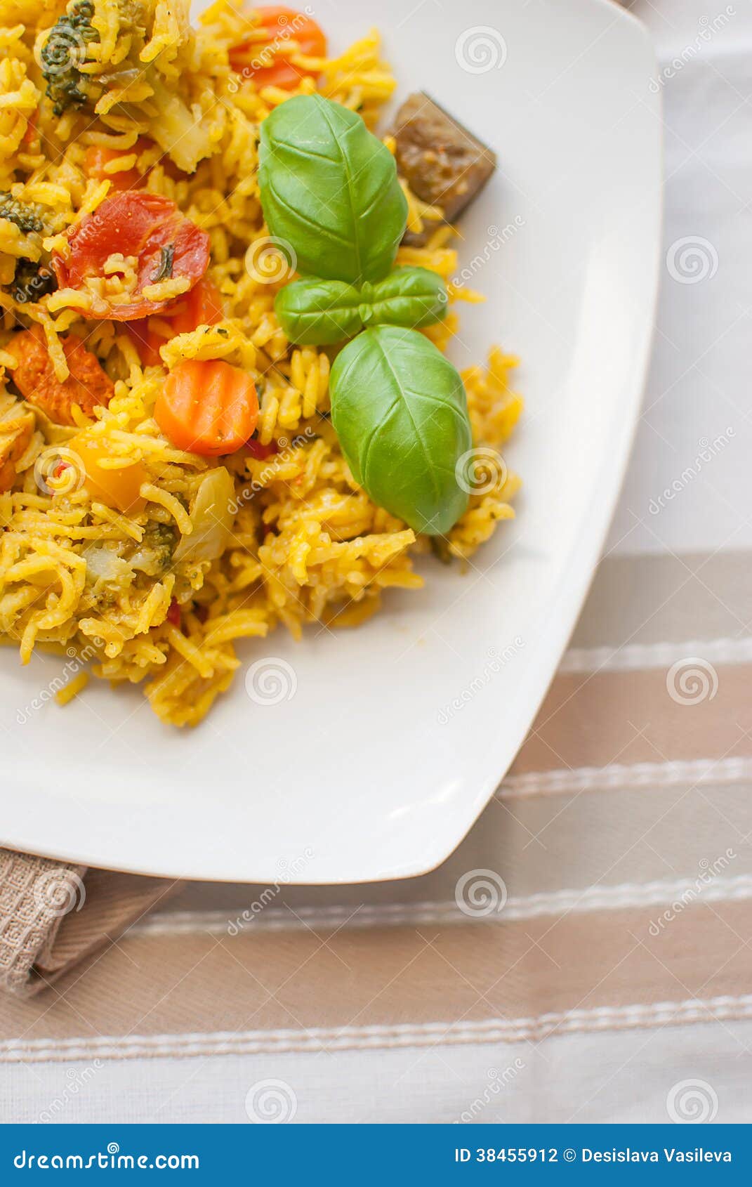 Basmati Rice with Vegetables and Chicken Stock Photo - Image of chicken ...