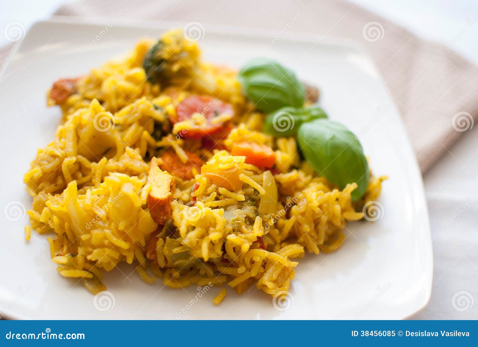 Basmati Rice with Vegetables and Chicken Stock Image - Image of lunch ...