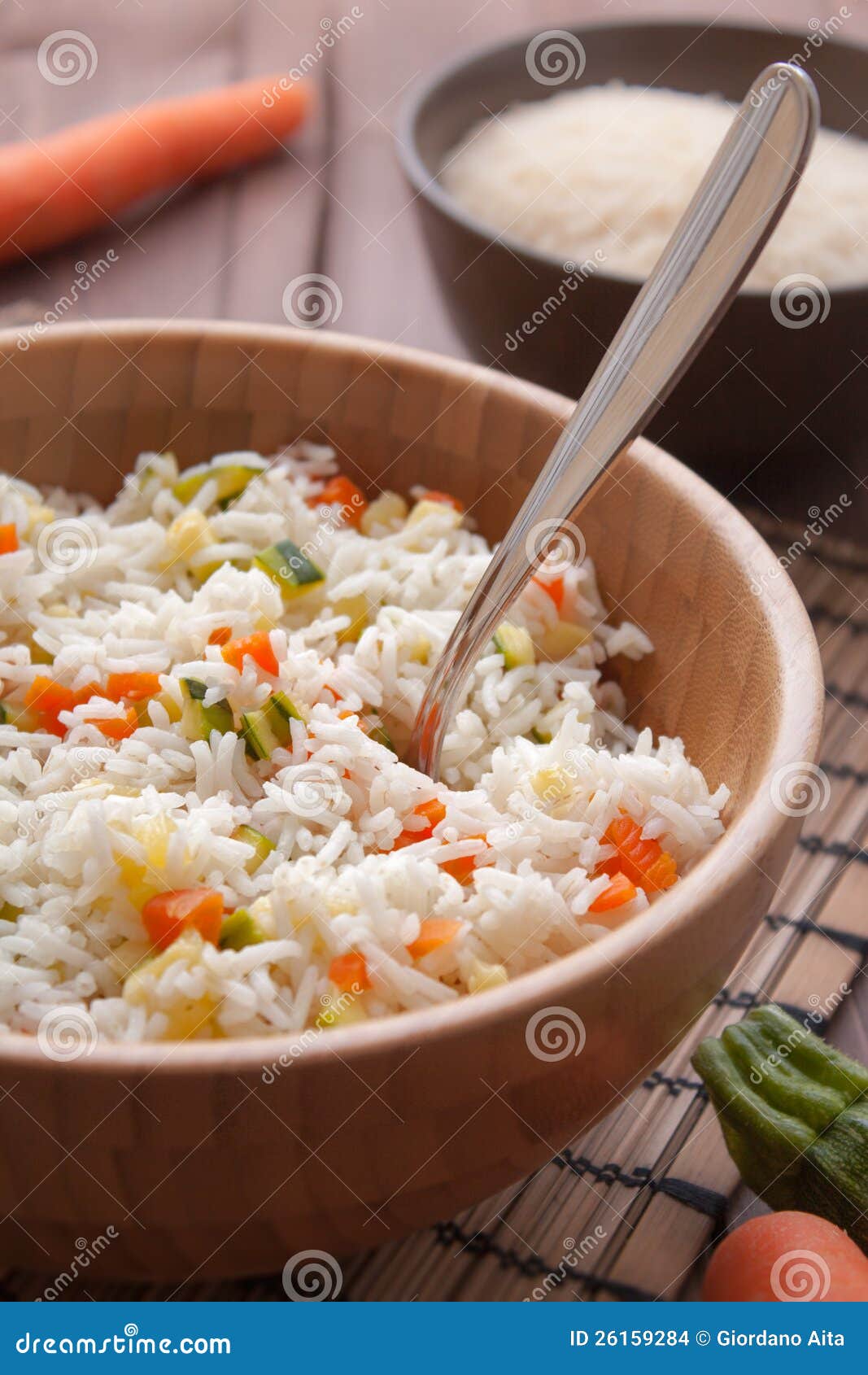 Basmati Rice with veggies stock photo. Image of bowl - 26159284