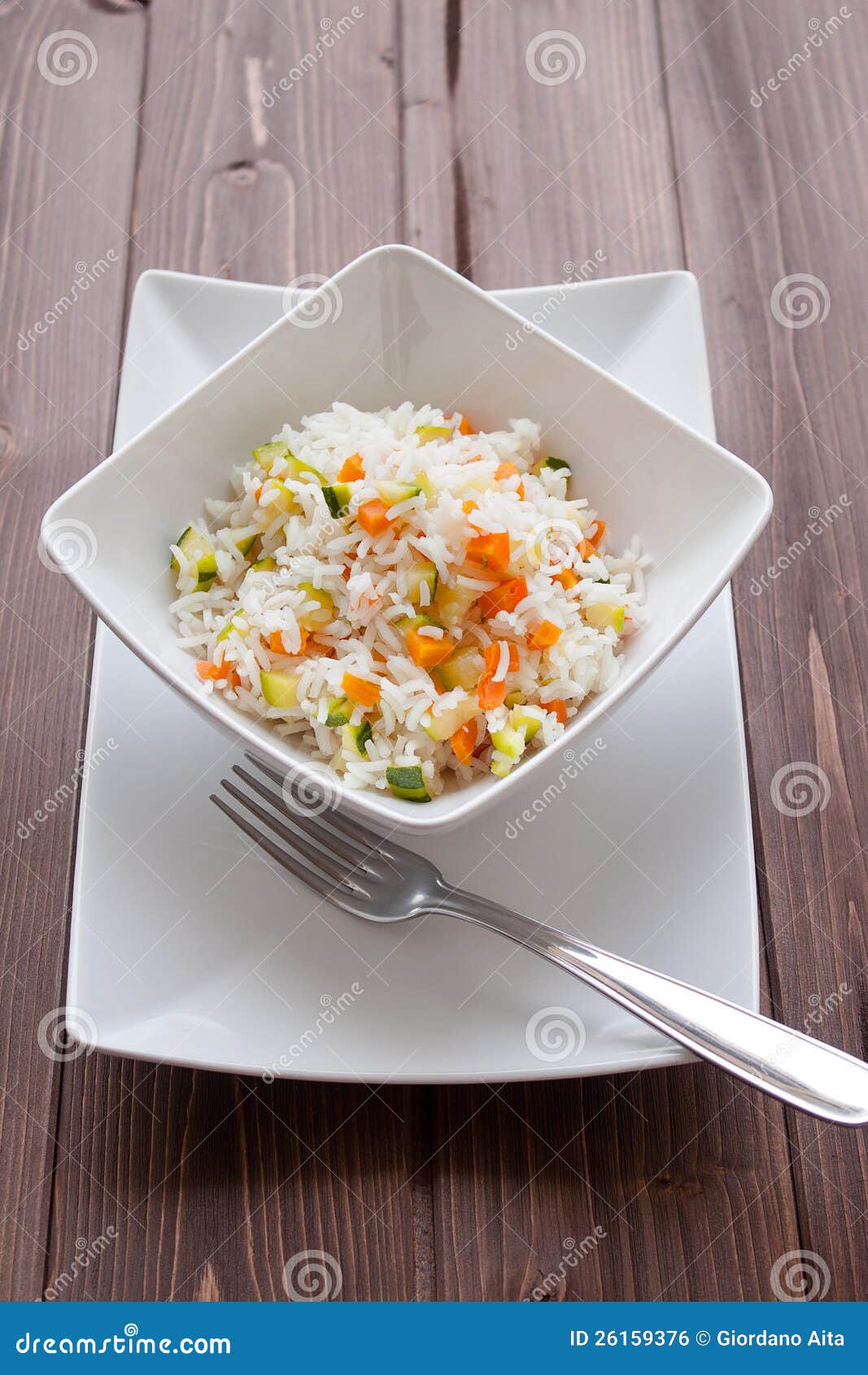 Basmati Rice with veggies stock photo. Image of fork - 26159376