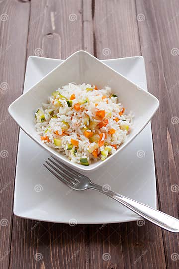 Basmati Rice with veggies stock photo. Image of fork - 26159376