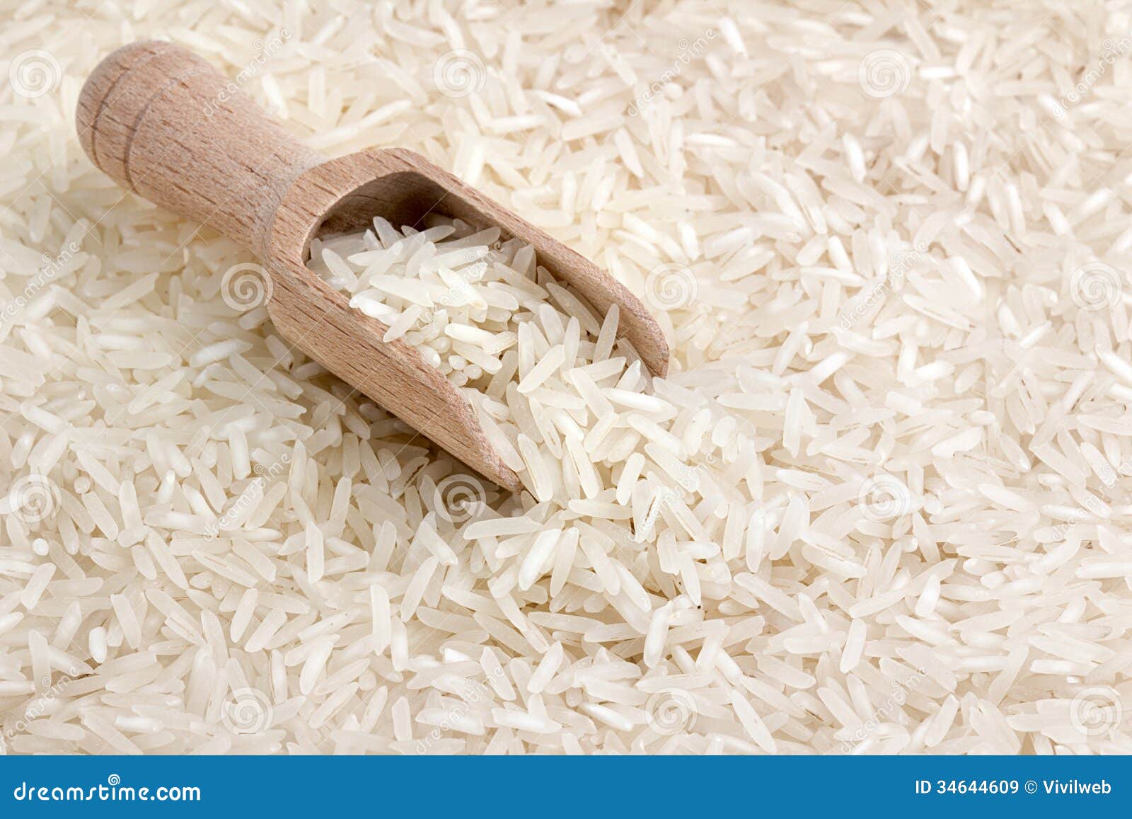 Basmati Rice and Wooden Scoop Stock Image - Image of grain, close: 34644609