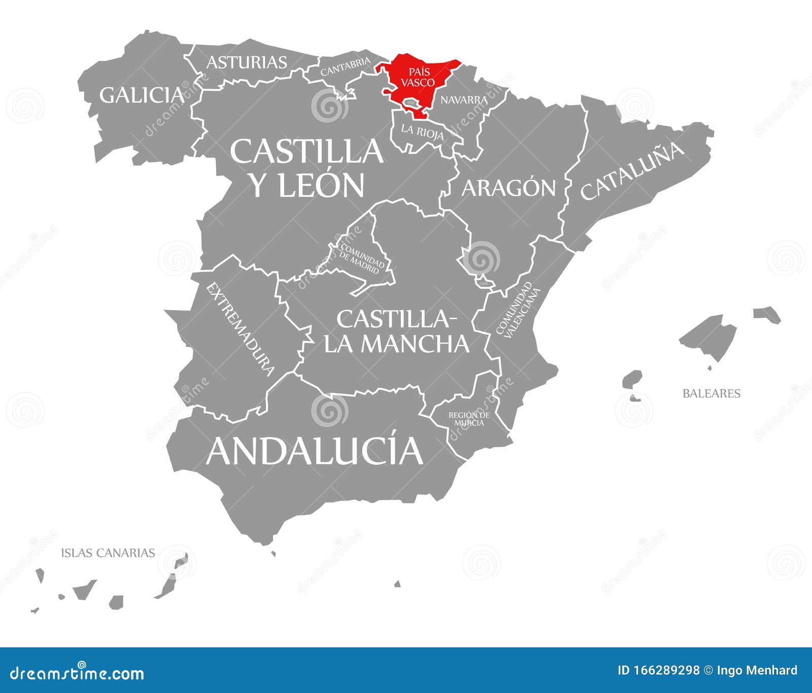 Basque Autonomous Community Red Highlighted in Map of Spain Stock ...