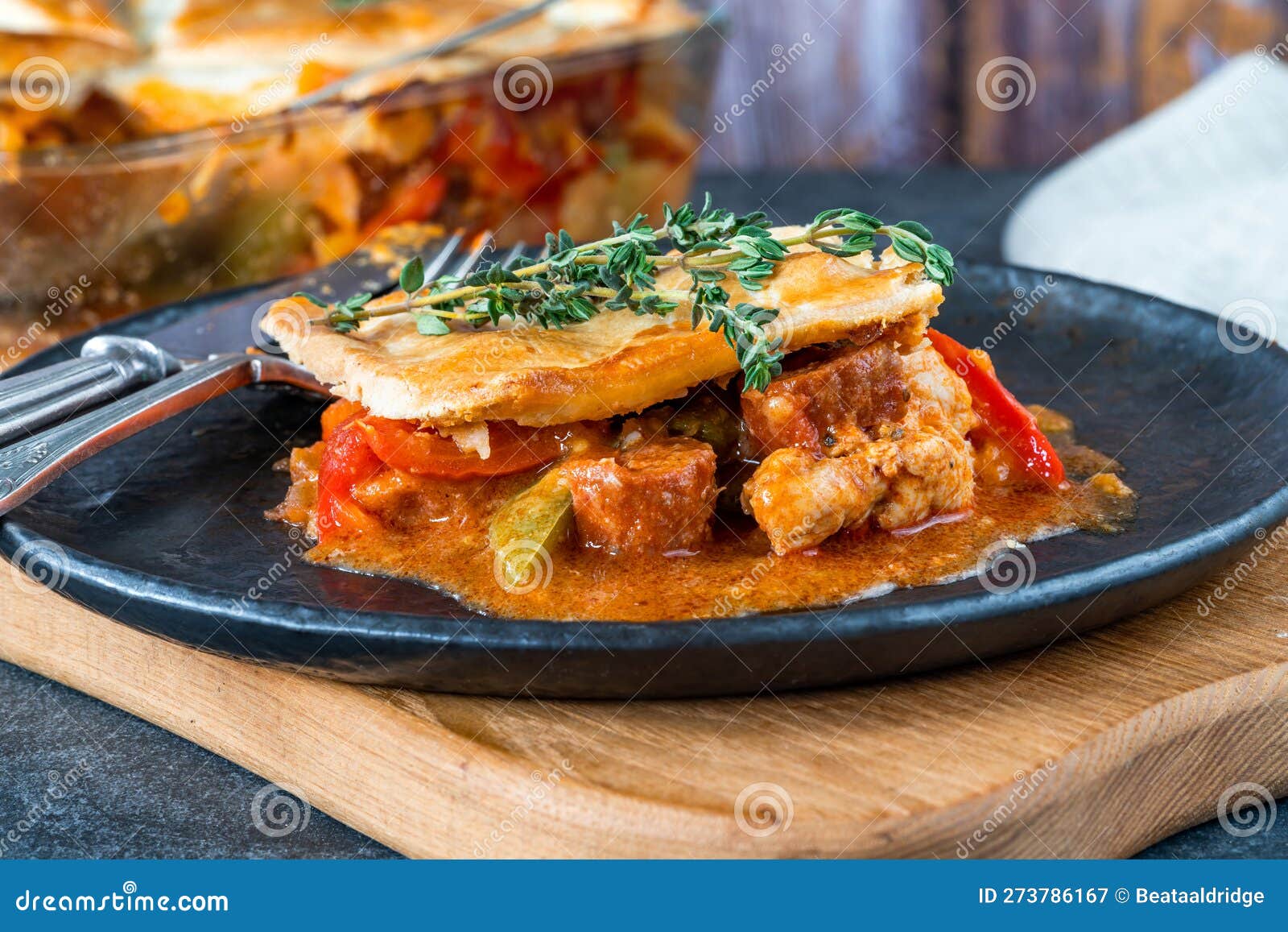 Basque pie stock image. Image of thyme, pepper, vegetable - 273786167