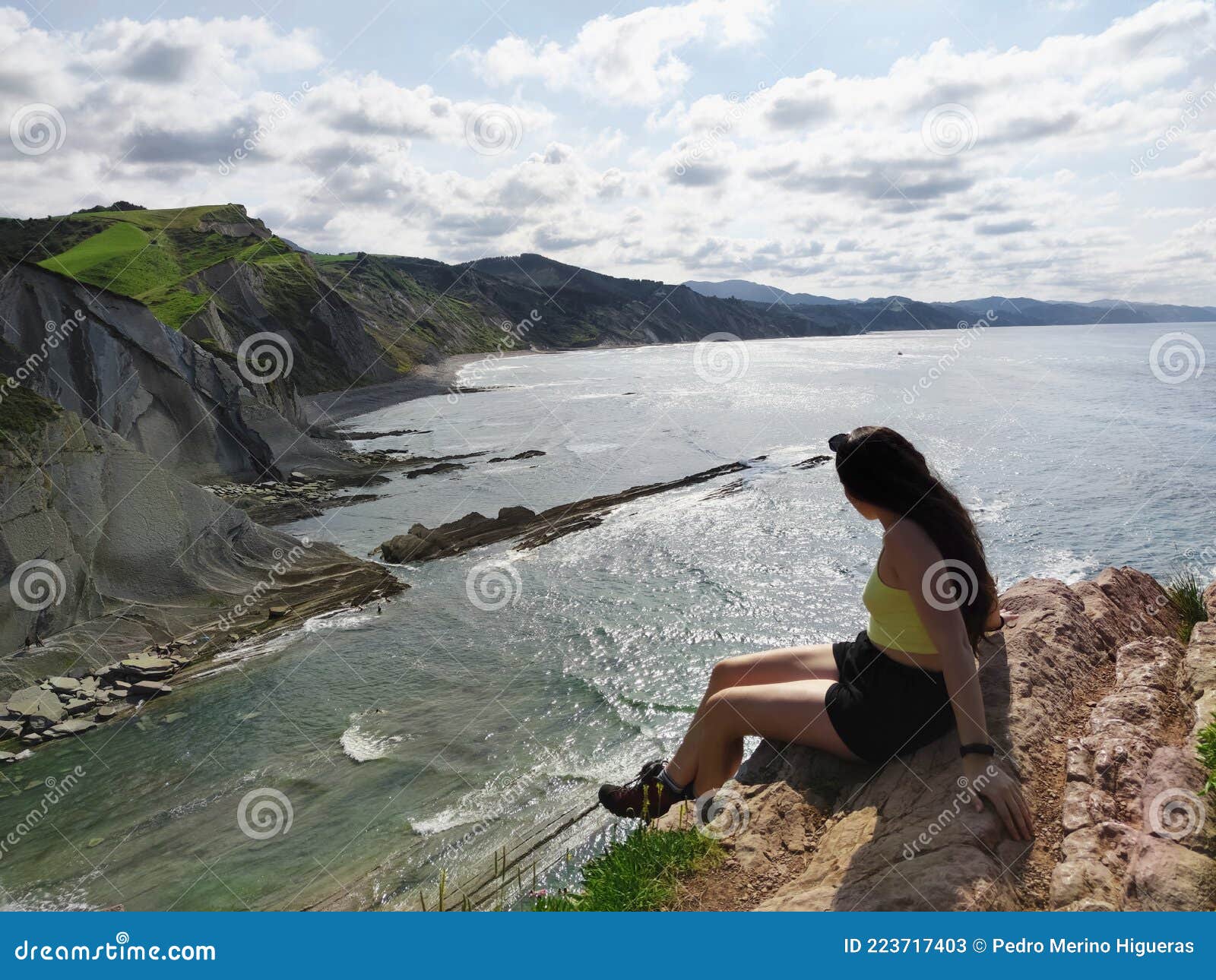 Basque country cliffs stock image. Image of blue, summer - 223717403