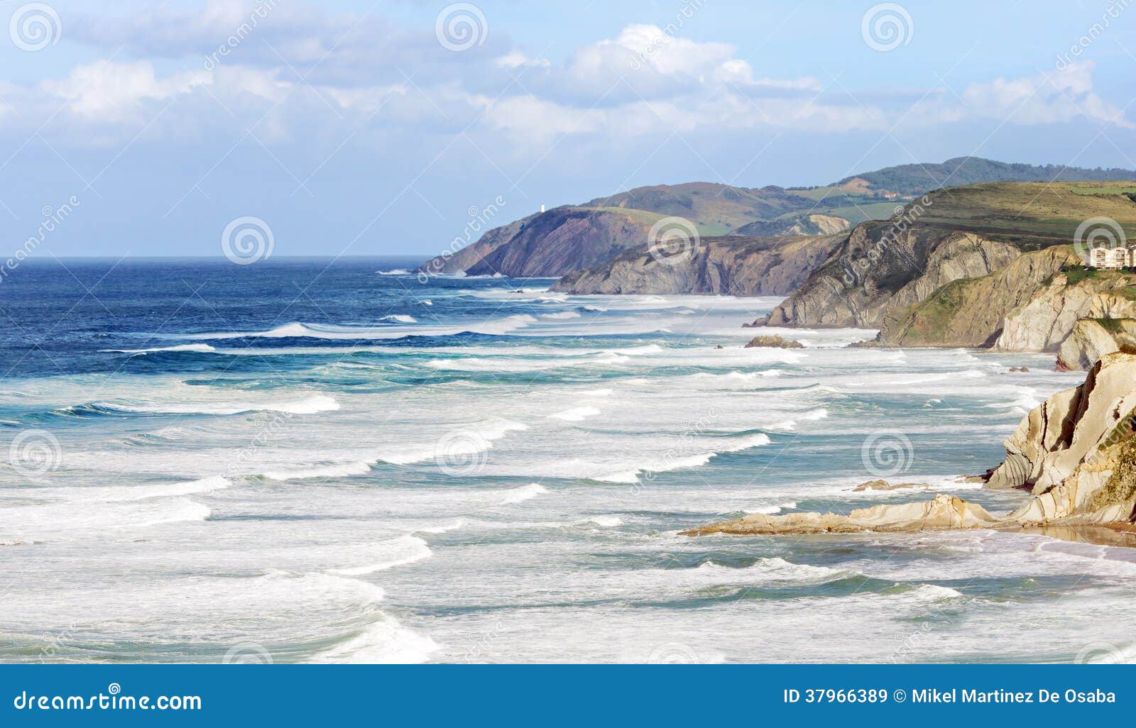 Basque Country Coastline with Rough Sea Stock Image - Image of coast ...