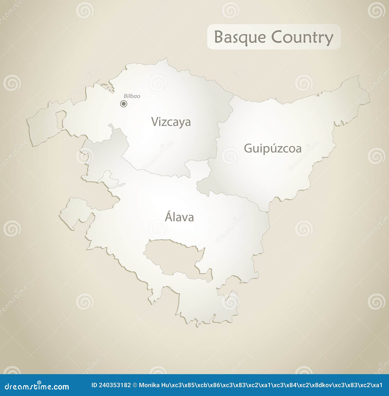 Basque Country Map, Administrative Division with Names, Old Paper ...