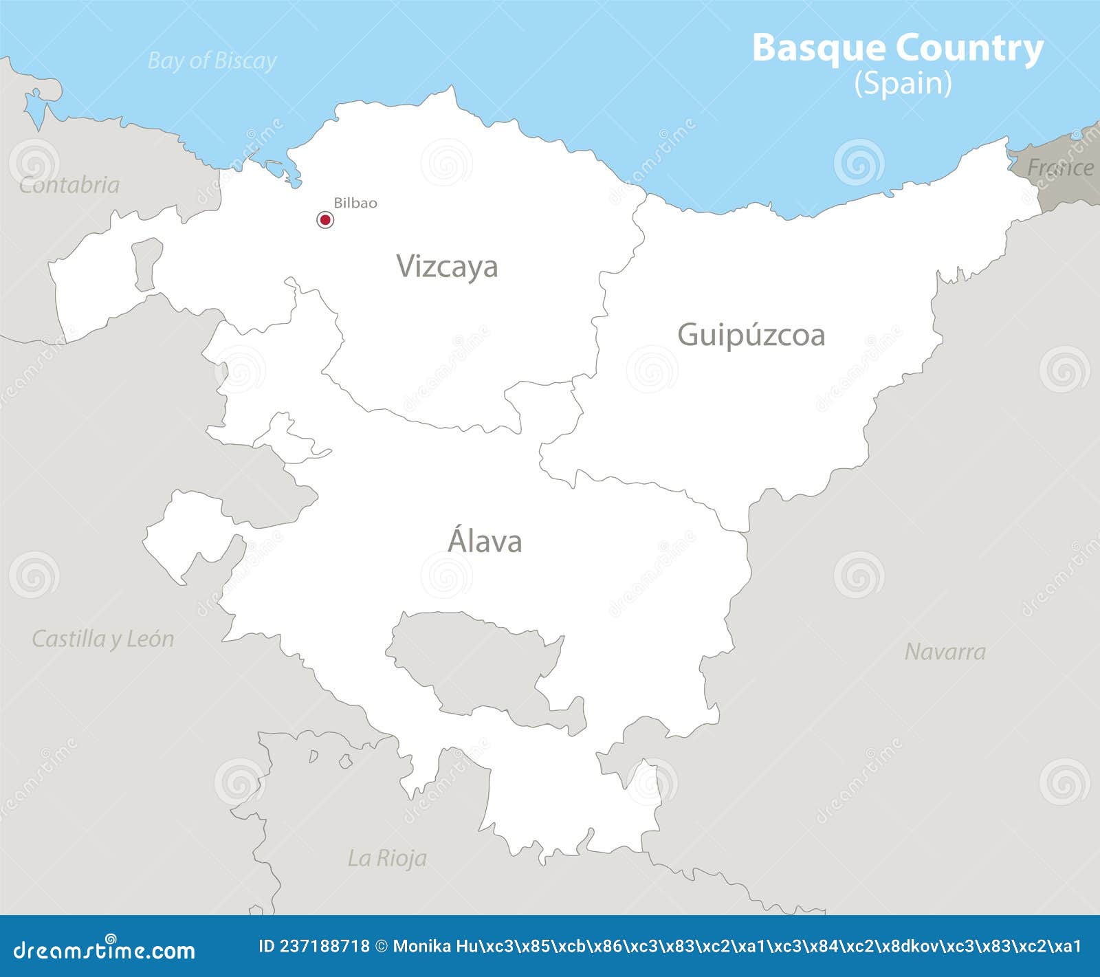 Basque Country Spain Map, Neighboring States and Provinces with Names ...