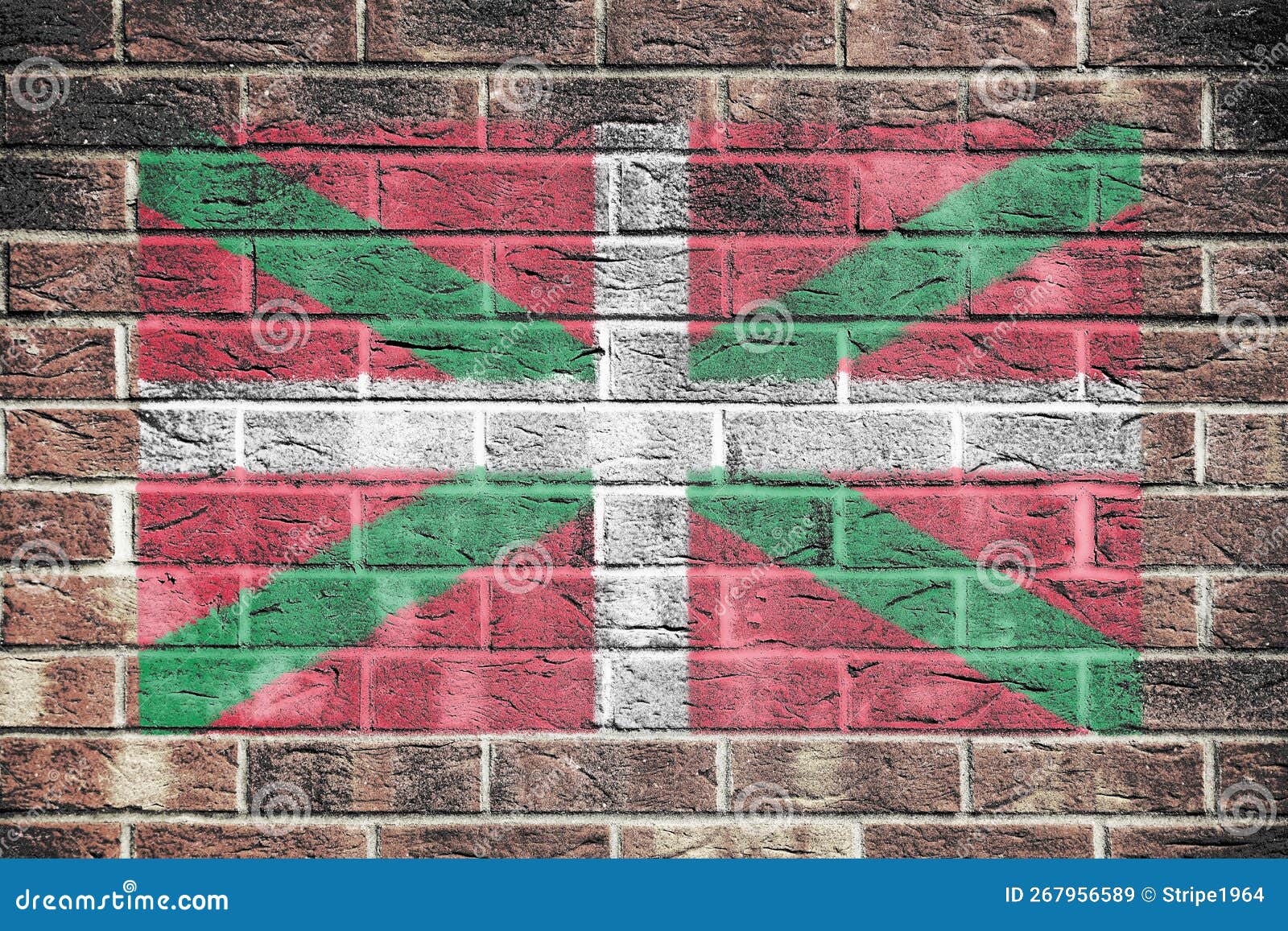 Basque Flag on a Brick Wall Background Stock Image - Image of ...