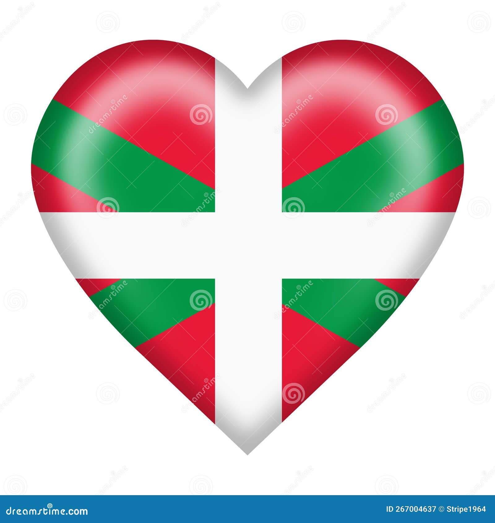 Basque Flag Heart Button with Clipping Path 3d Illustration Stock ...