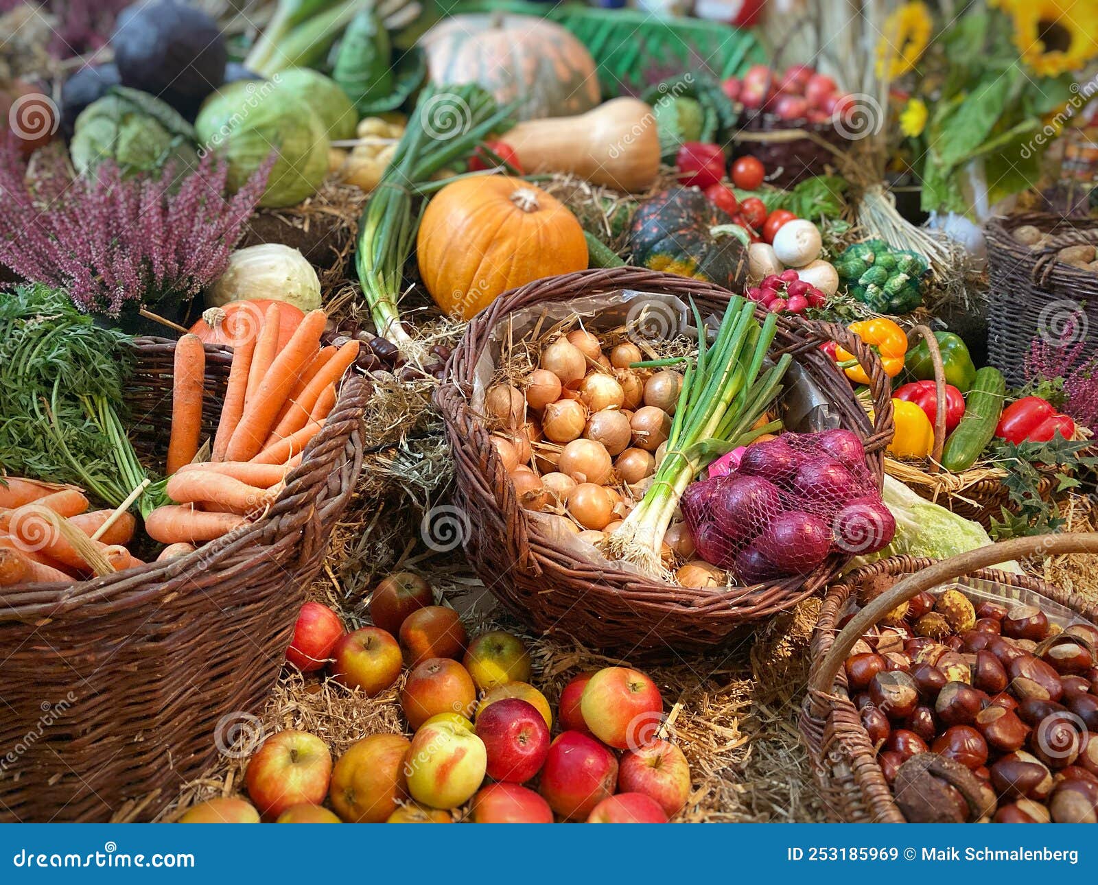 Baskets of Fruits and Vegetables Stock Image - Image of diversity ...