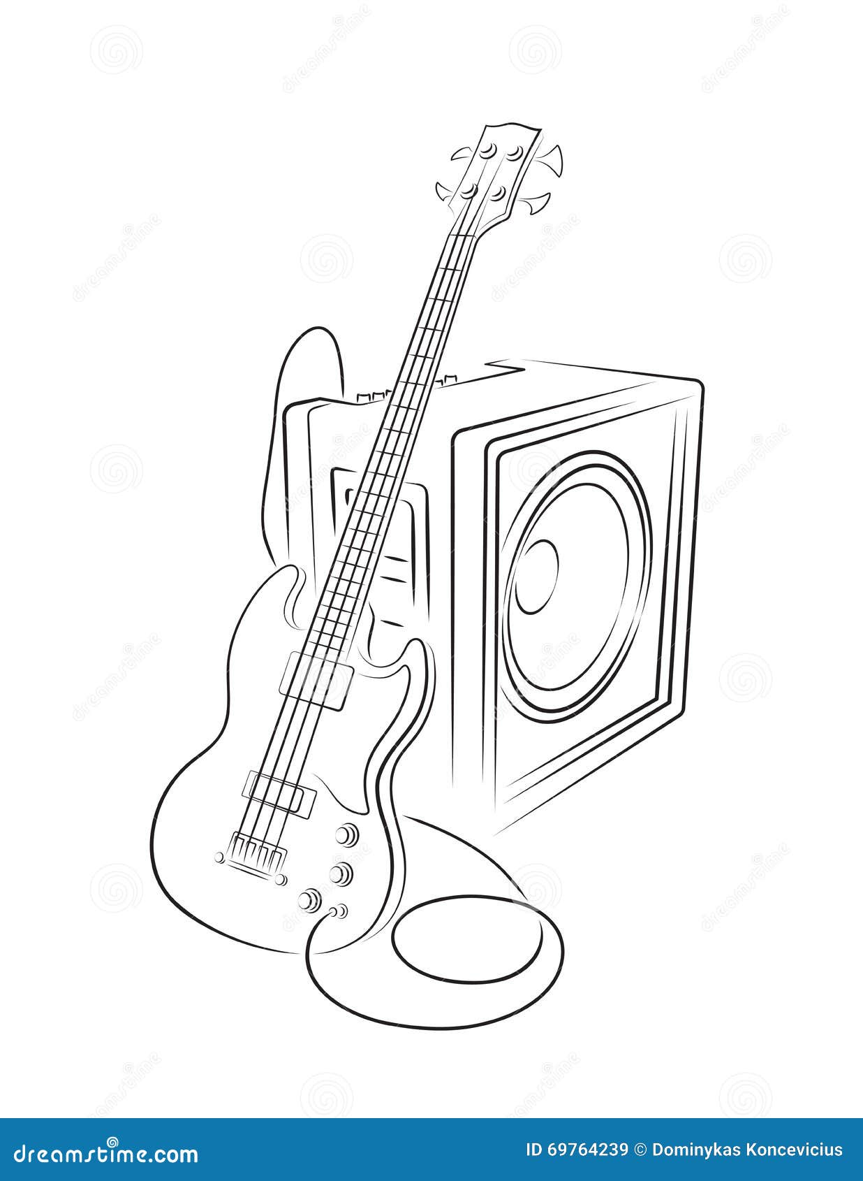 Bass and Amplifier Illustration Stock Vector - Illustration of cable ...