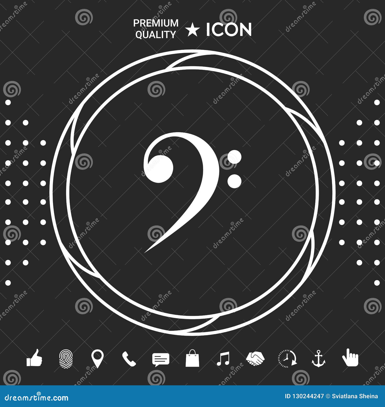 Bass clef icon stock vector. Illustration of melody - 130244247