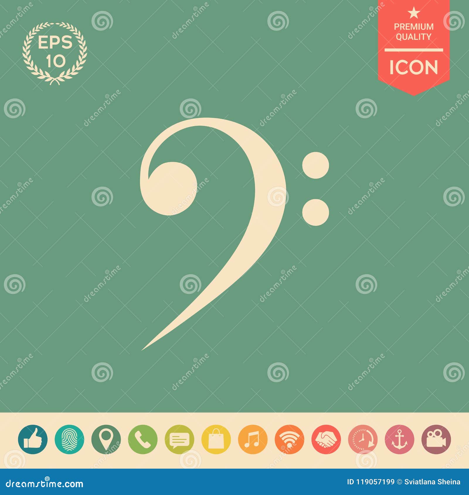 Bass clef icon stock vector. Illustration of isolated - 119057199