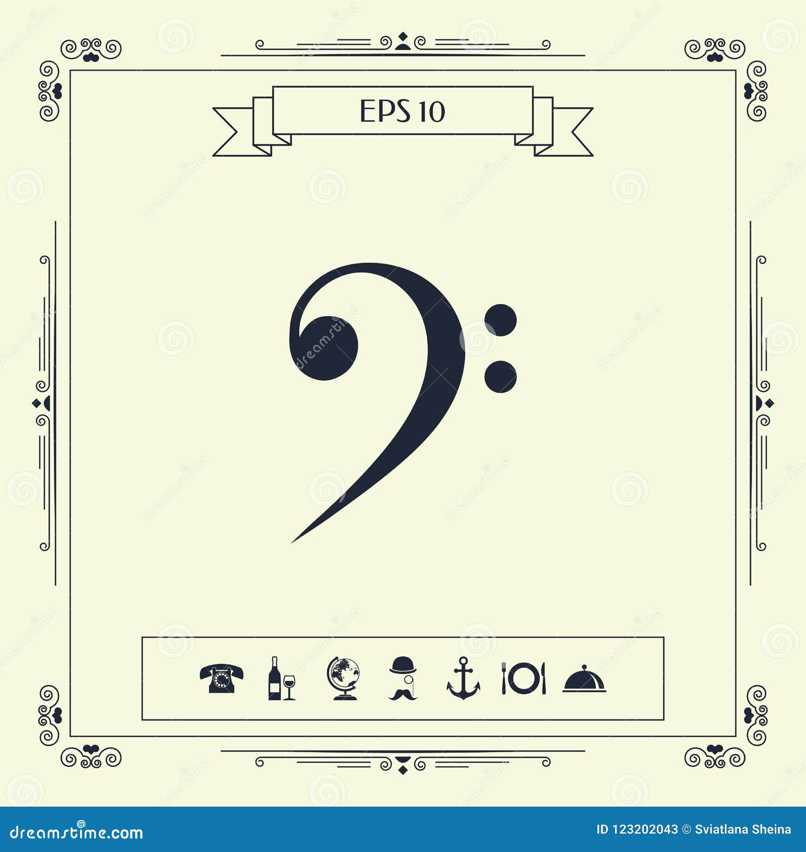 Bass clef icon stock vector. Illustration of play, design - 123202043