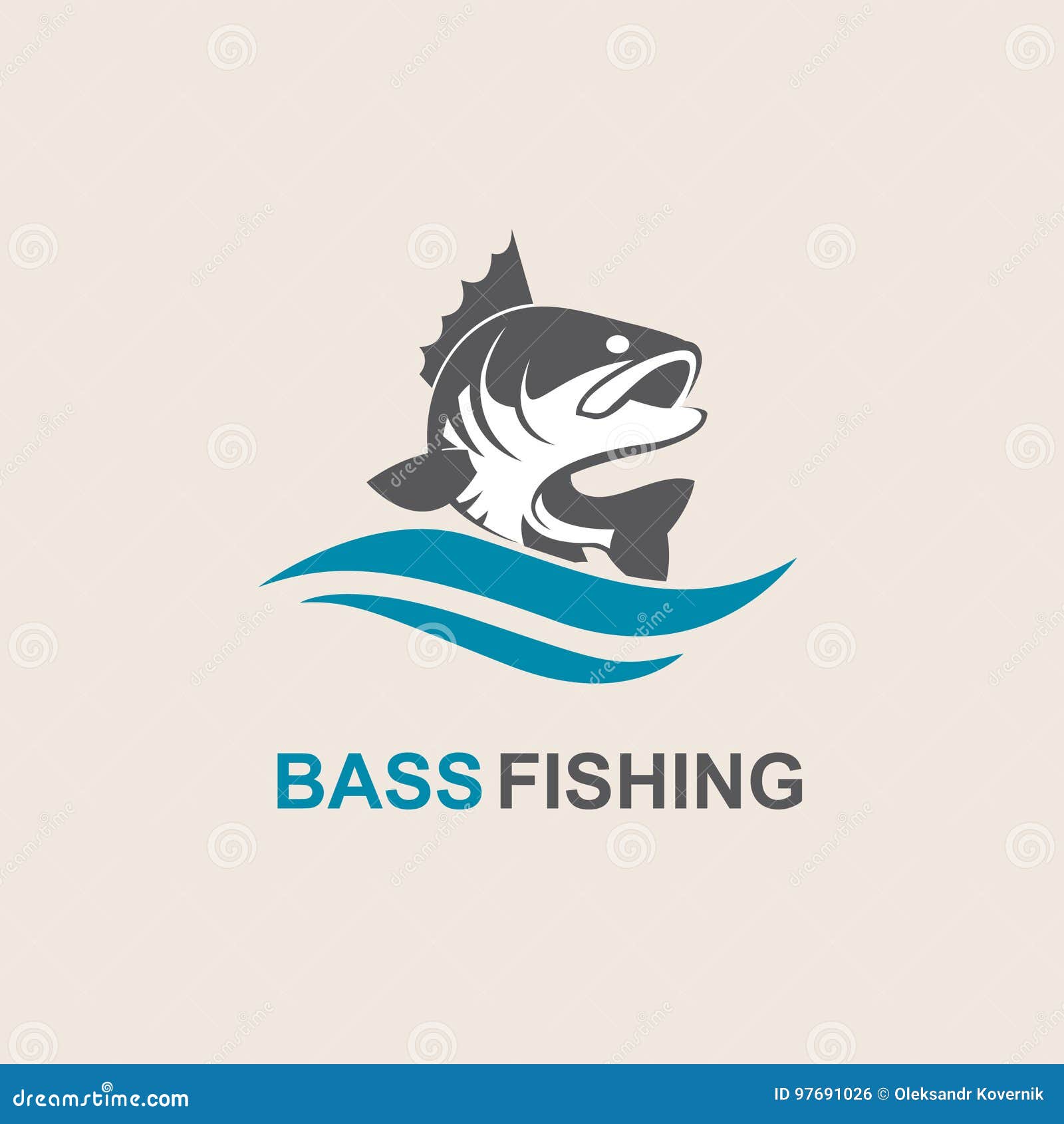 Bass fish icon stock vector. Illustration of catch, fish - 97691026