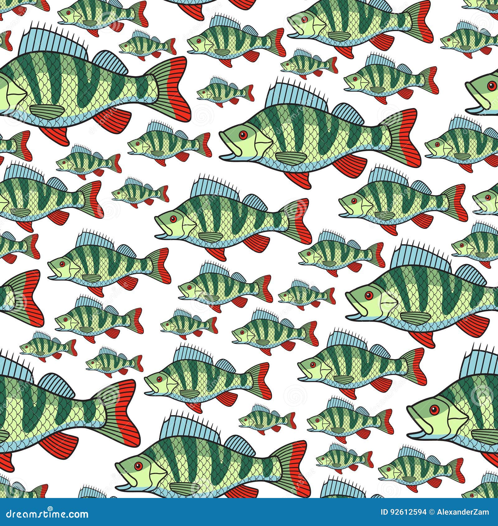 Bass fish repeat pattern stock vector. Illustration of riverine - 92612594