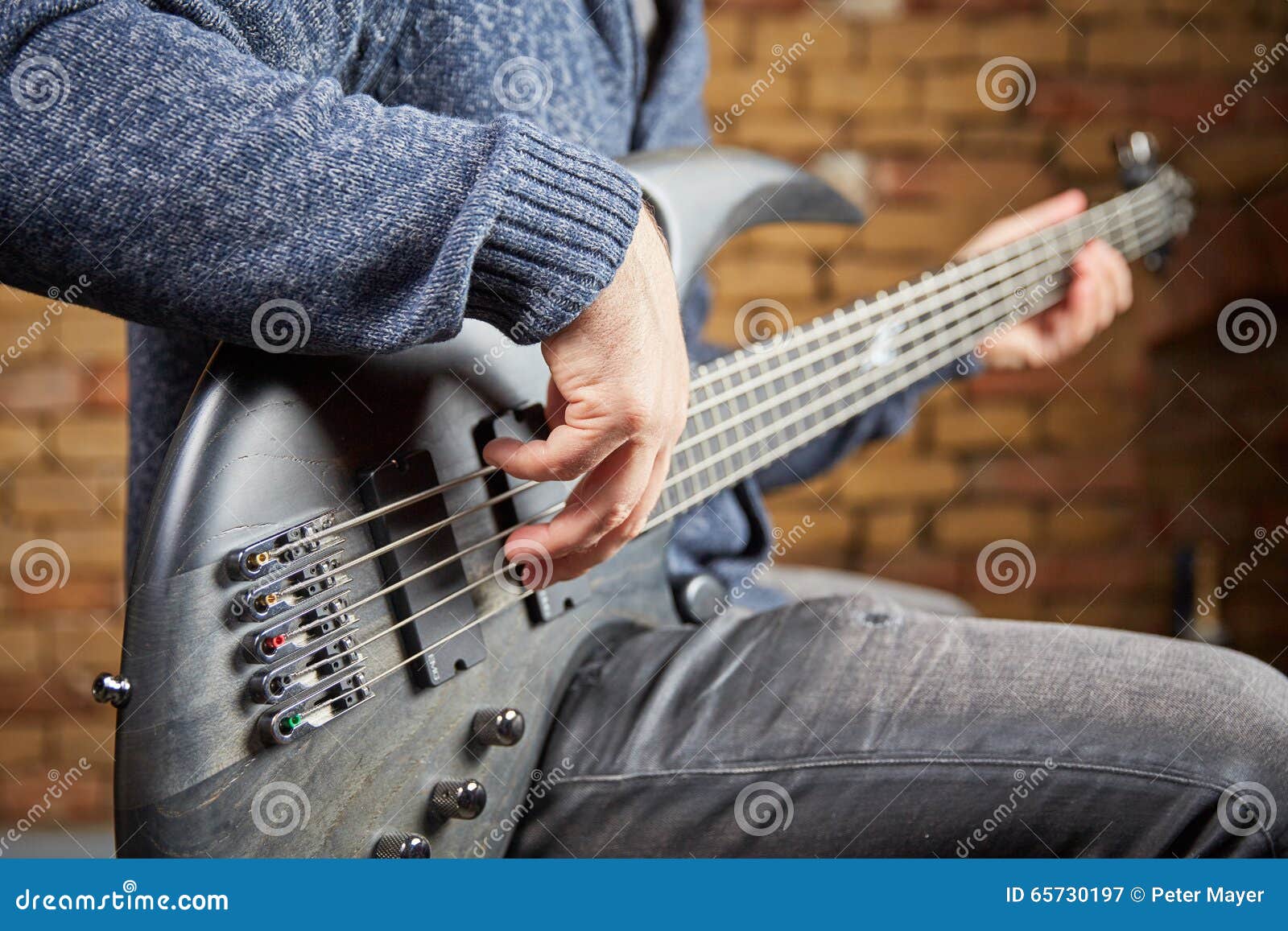 Bass Guitar Being Played in a Sound Studio Stock Image - Image of funk ...