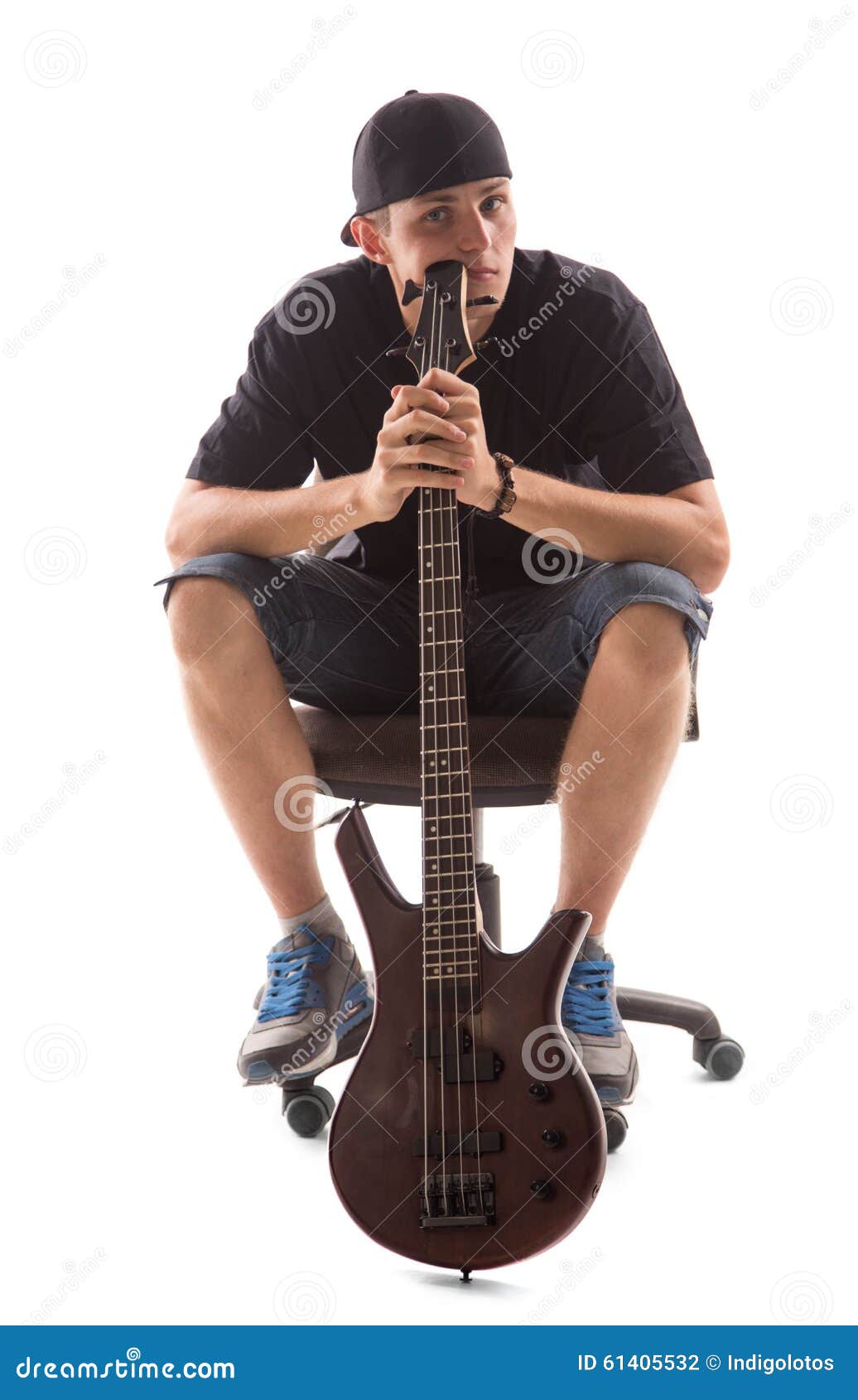 Bass guitarist. stock photo. Image of performance, show - 61405532