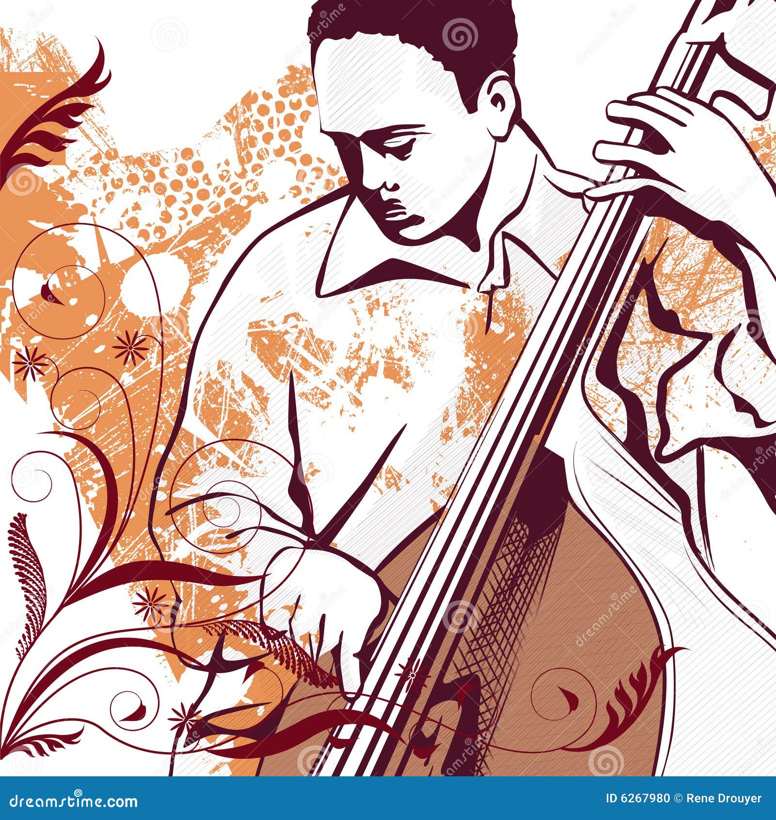 Bass Player Grunge Background Stock Vector - Illustration of male ...