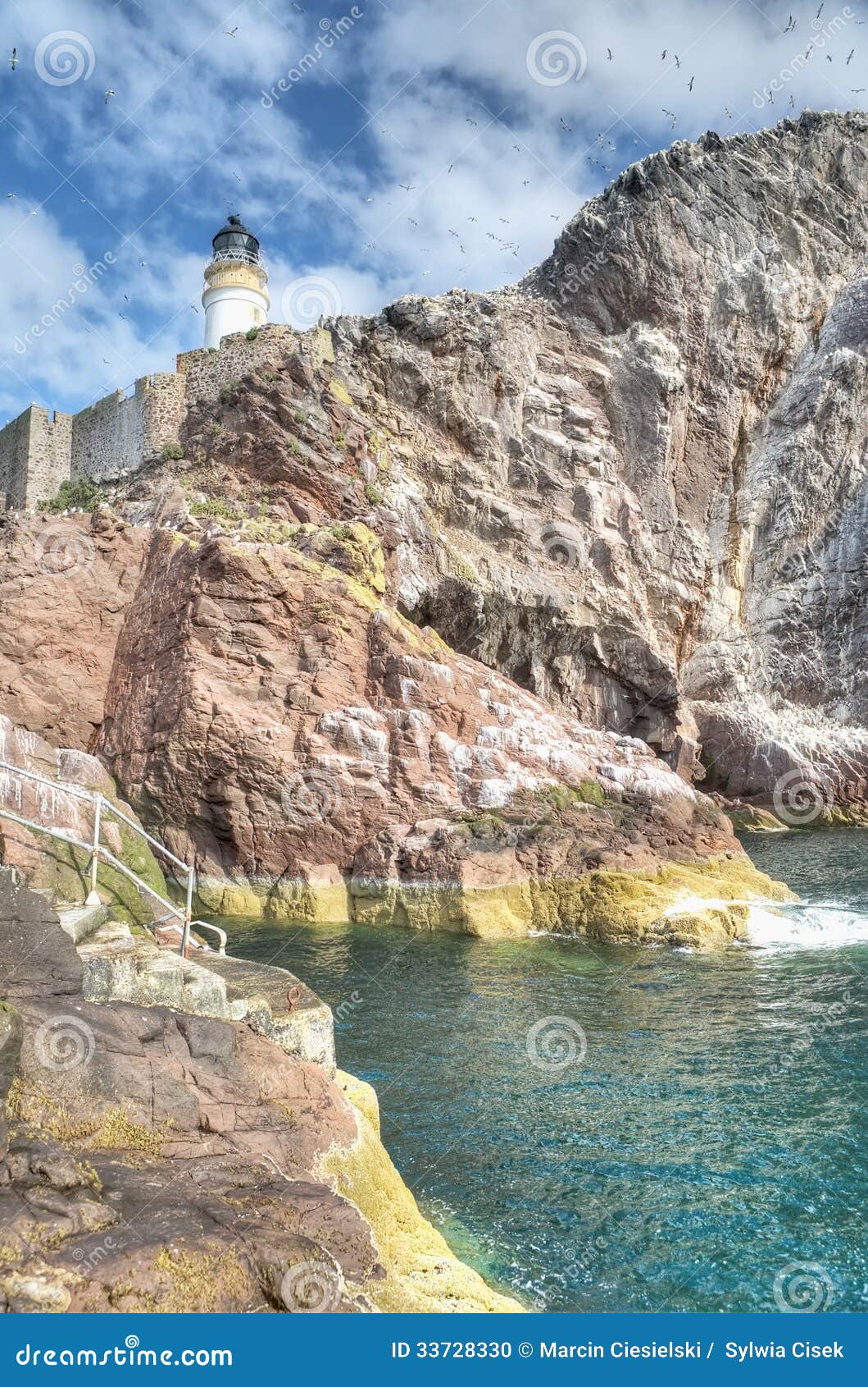 Bass Rock in Scotland stock photo. Image of bass, blue - 33728330
