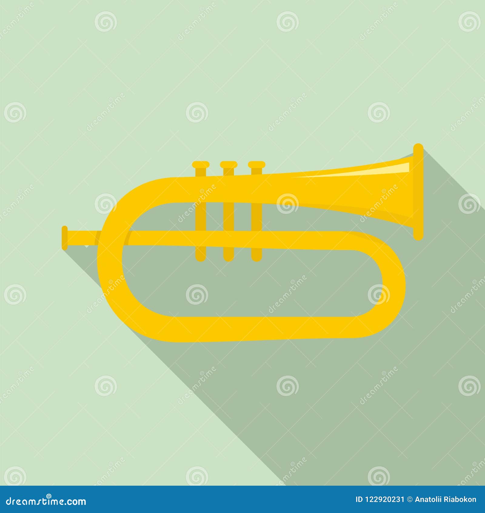 Bass Trumpet Icon, Flat Style Stock Vector - Illustration of gold ...