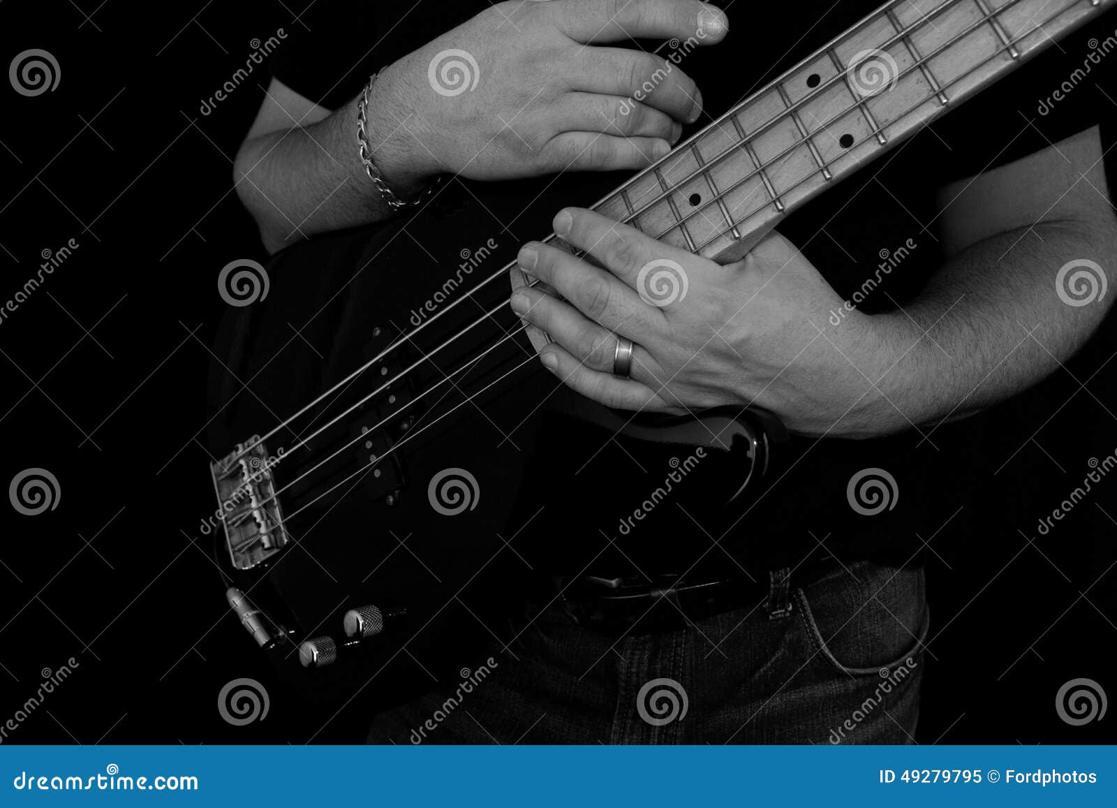Bassist in Studio stock image. Image of black, male, rock - 49279795