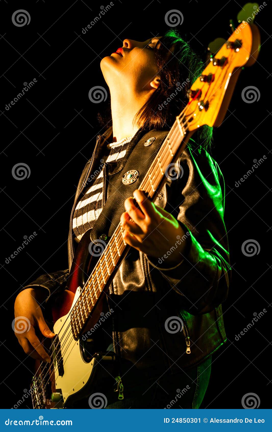 Bassist Woman Stock Image Image Of Electric Jeans Music 24850301