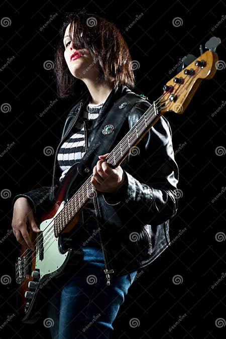 Bassist Woman Stock Image Image Of Pretty Female White 24850389