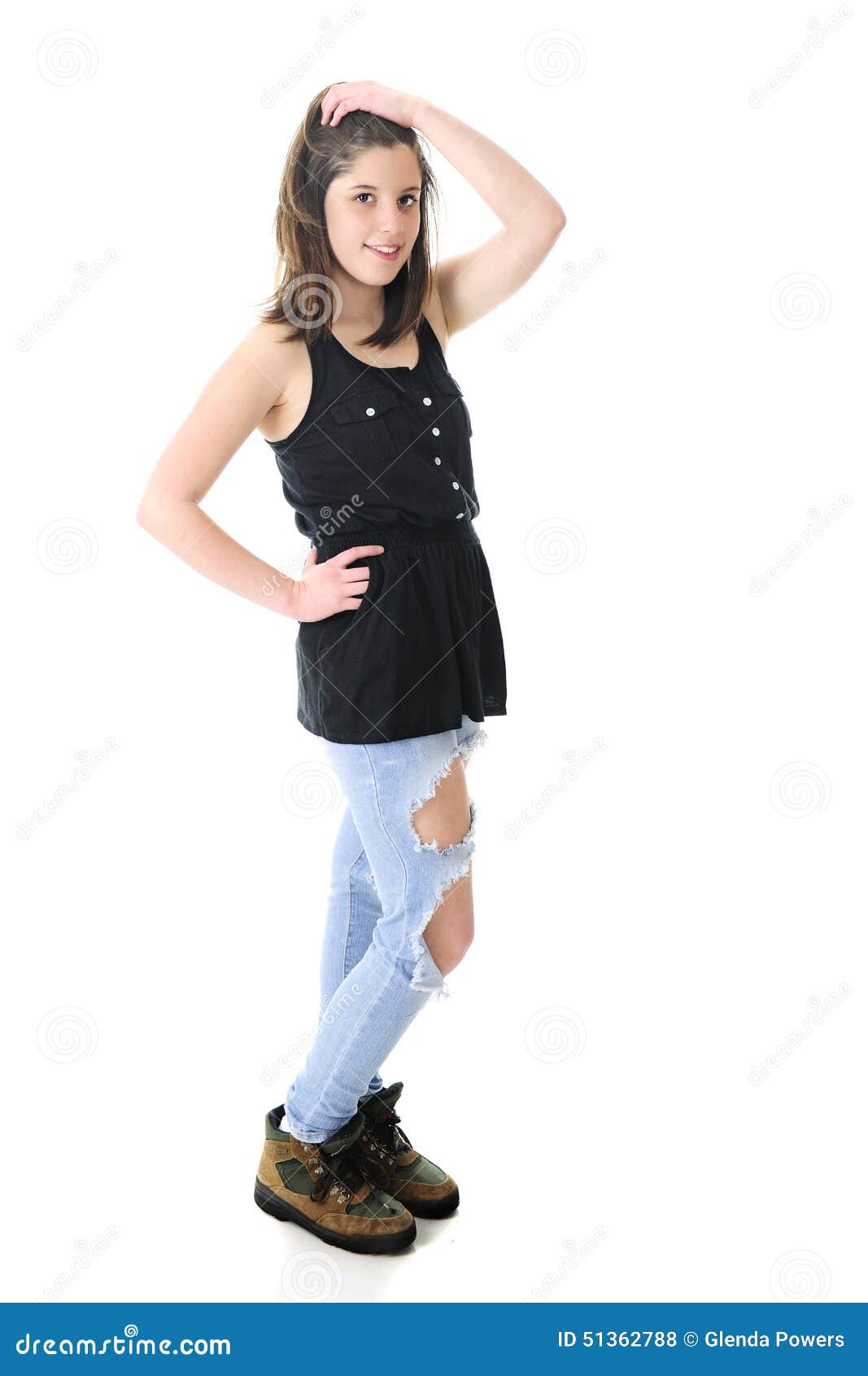 Bastante Adolescente En Vaqueros Holey Foto de archivo - Imagen de ...