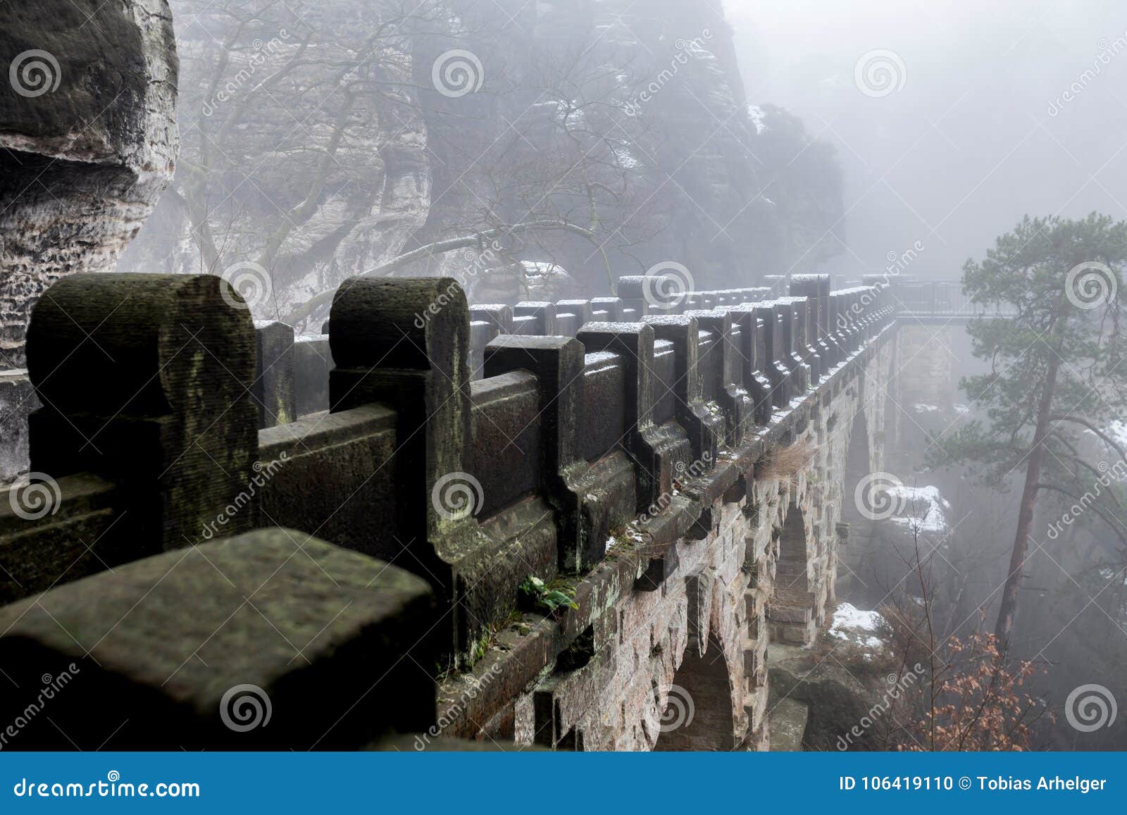 Bastei Bridge Germany in the Winter Stock Photo - Image of elbe, bastei ...